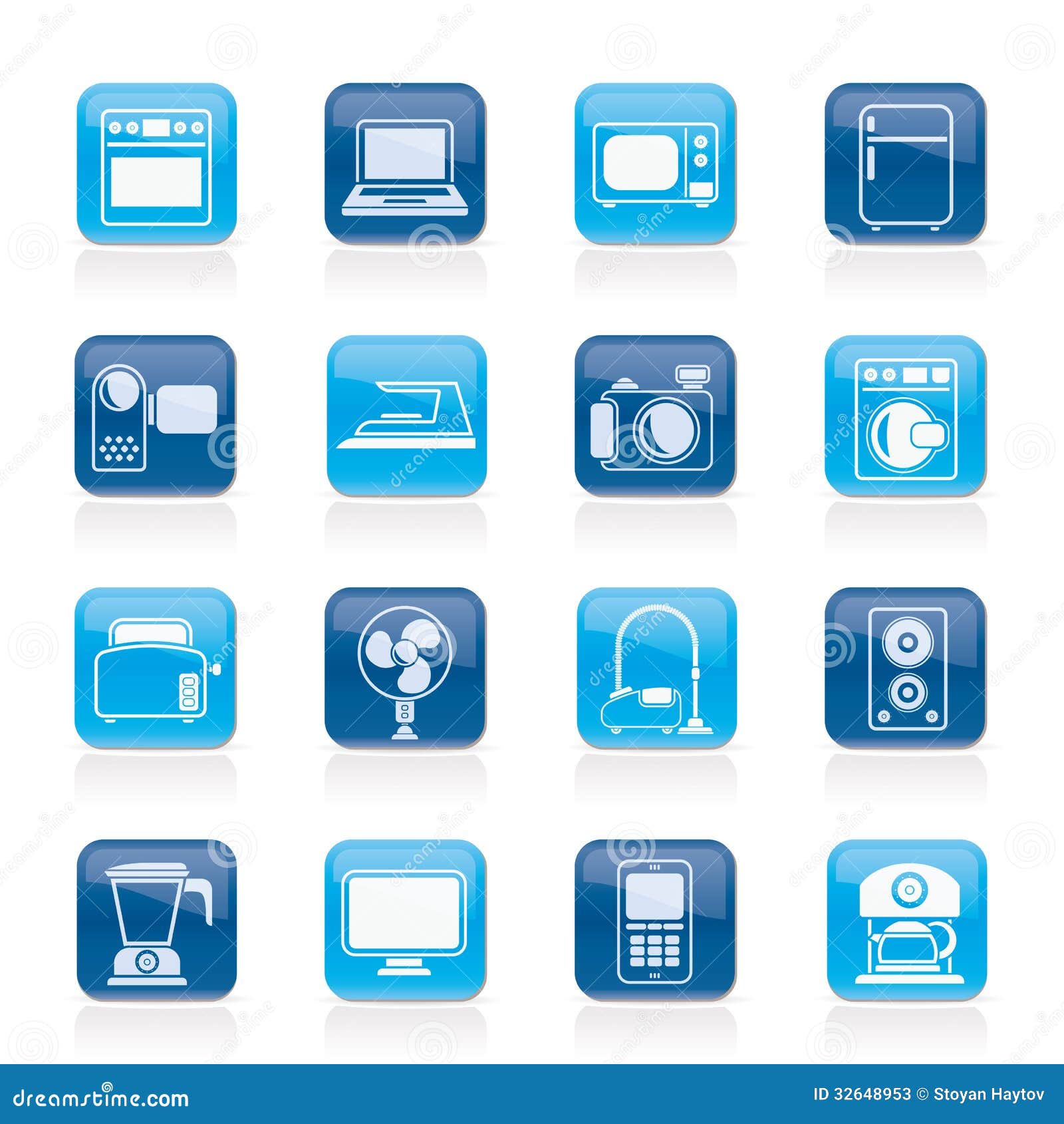 Household Appliances and Electronics Icons Stock Vector - Illustration ...