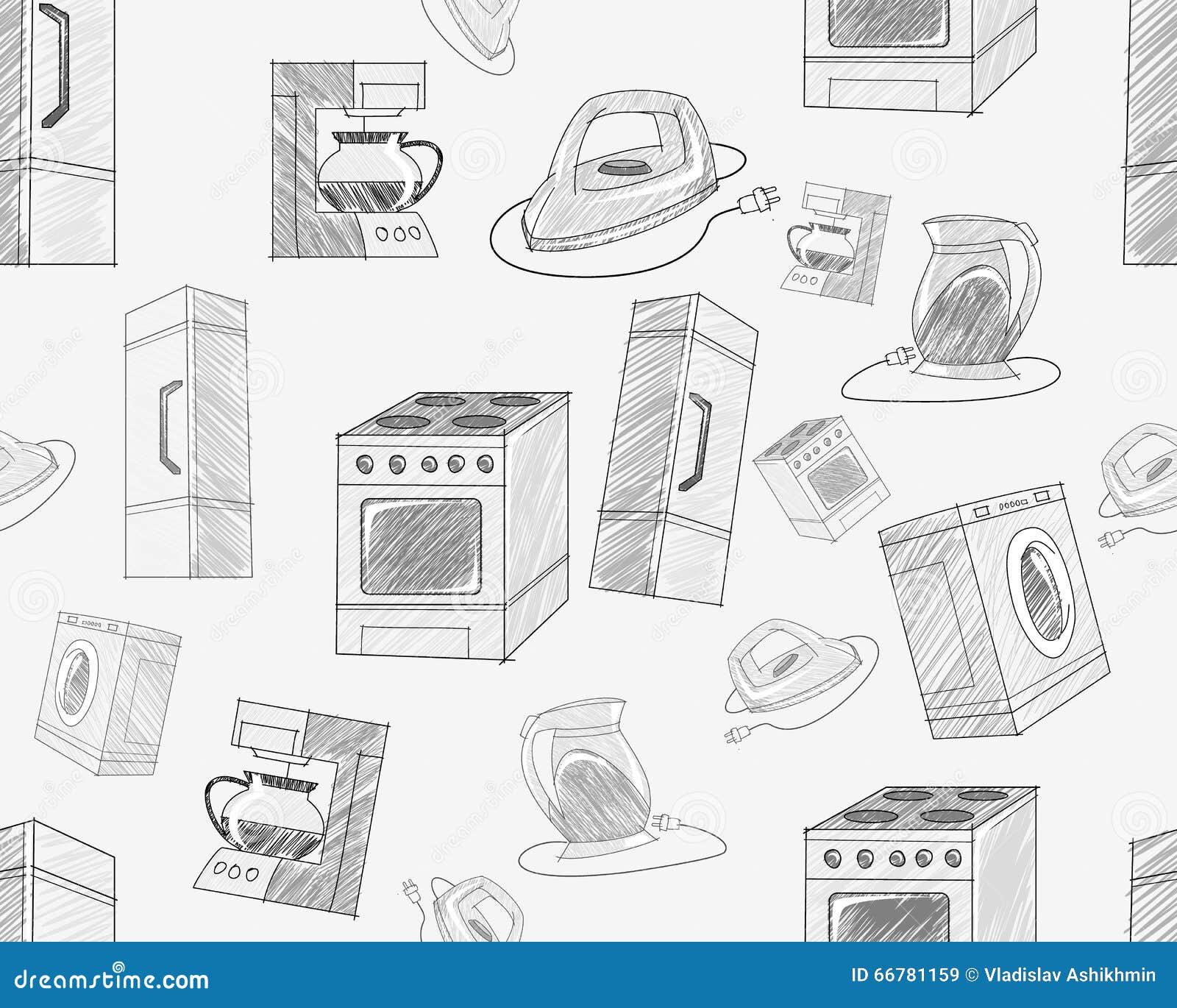 Household Appliances Seamless Pattern Stock Vector - Illustration of ...