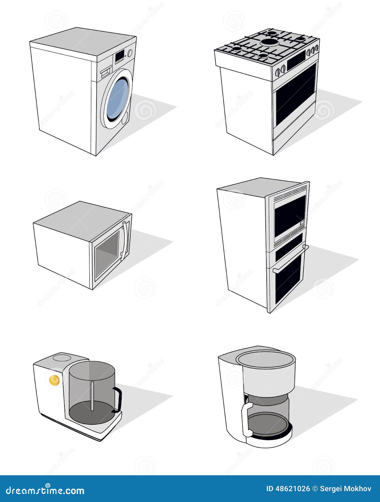 Household appliances set stock vector. Illustration of electric - 48621026