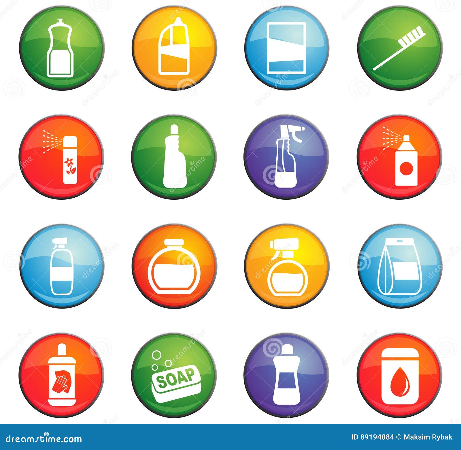 Household Chemicals Icon Set Stock Illustration - Illustration of ...