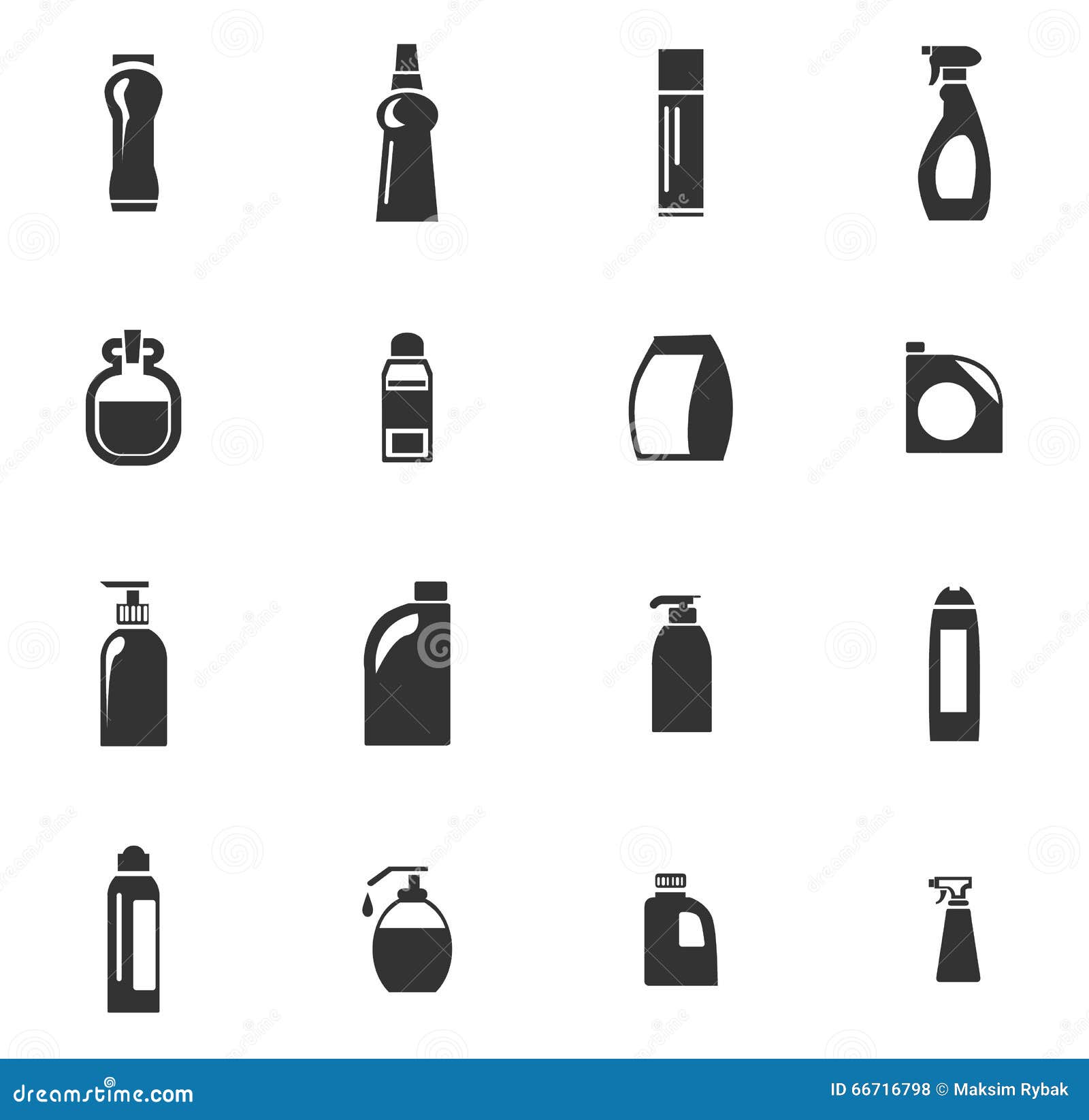 Household Chemicals Icons Set Stock Vector - Illustration of spray ...