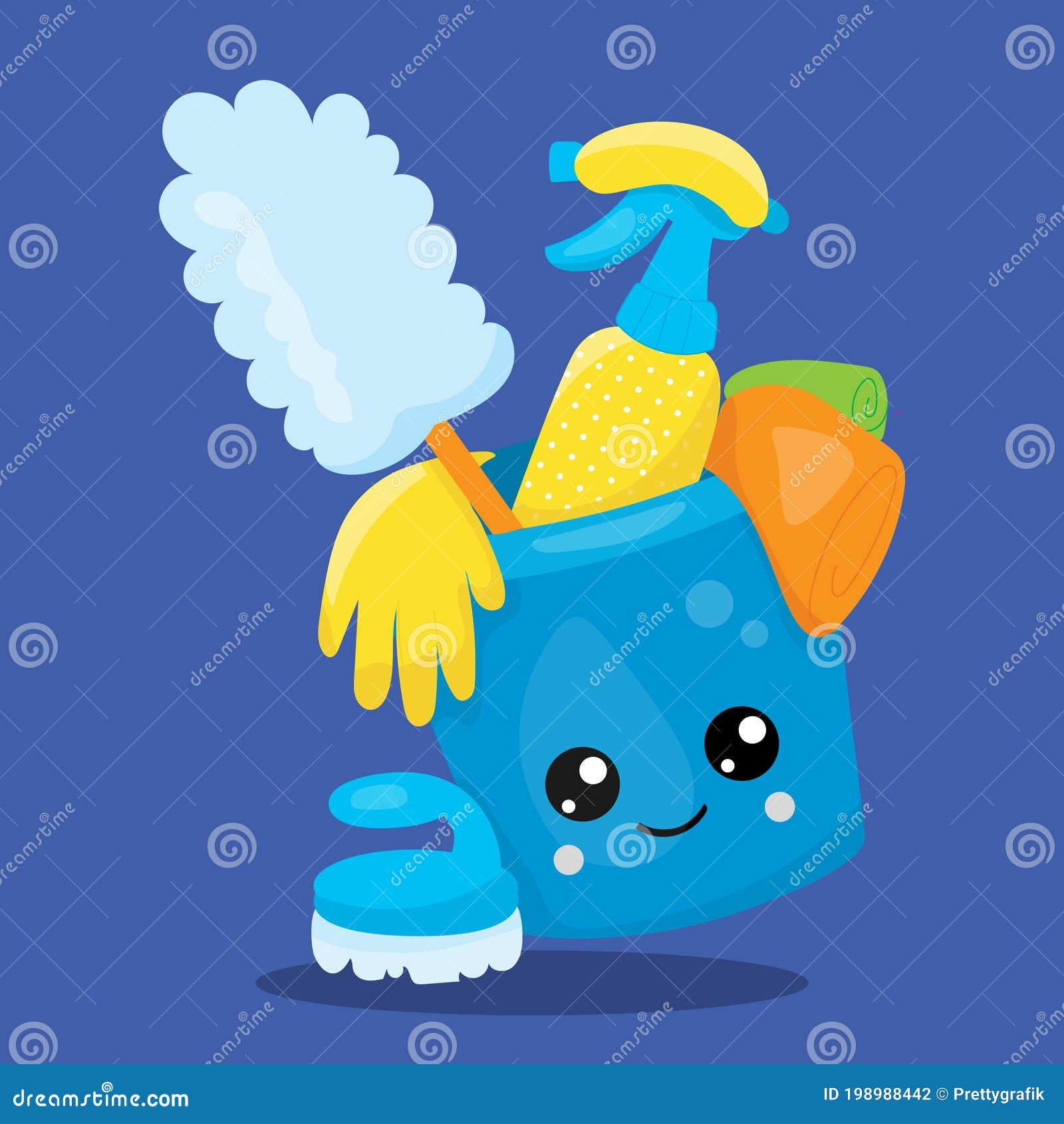 Household Chores Smiley Cleaning Items 13 Stock Vector - Illustration ...