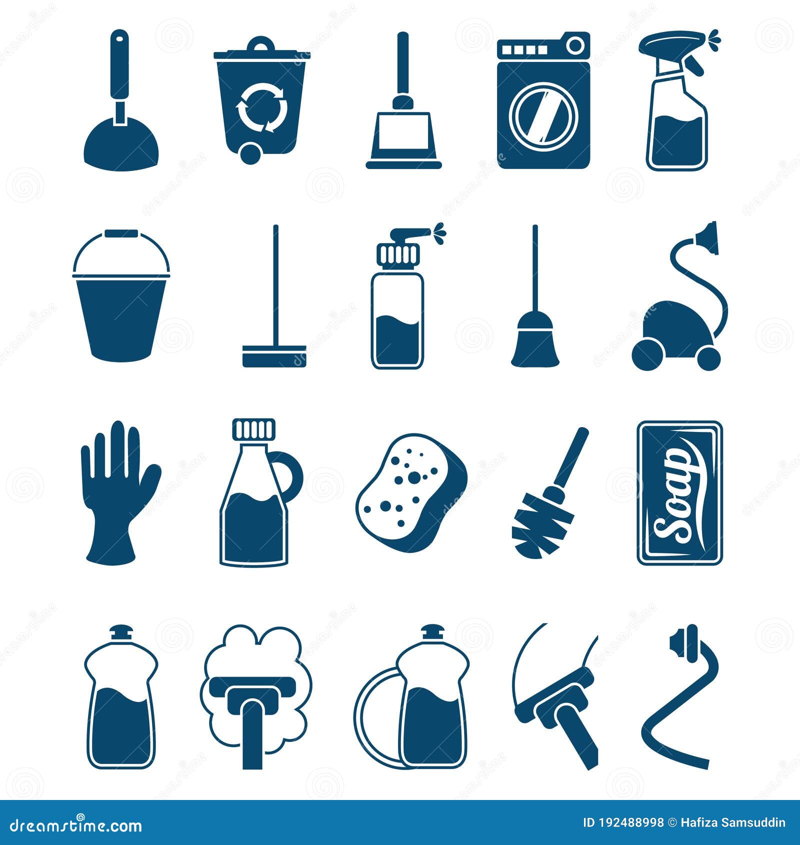 Household Cleaning Items Icons. Vector Illustration Decorative Design ...