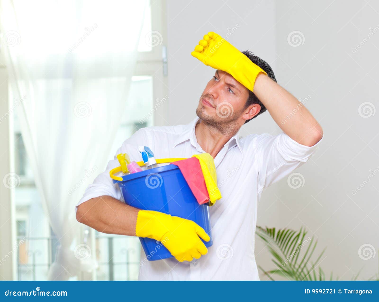 Household cleaning man stock image. Image of chores, blue - 9992721