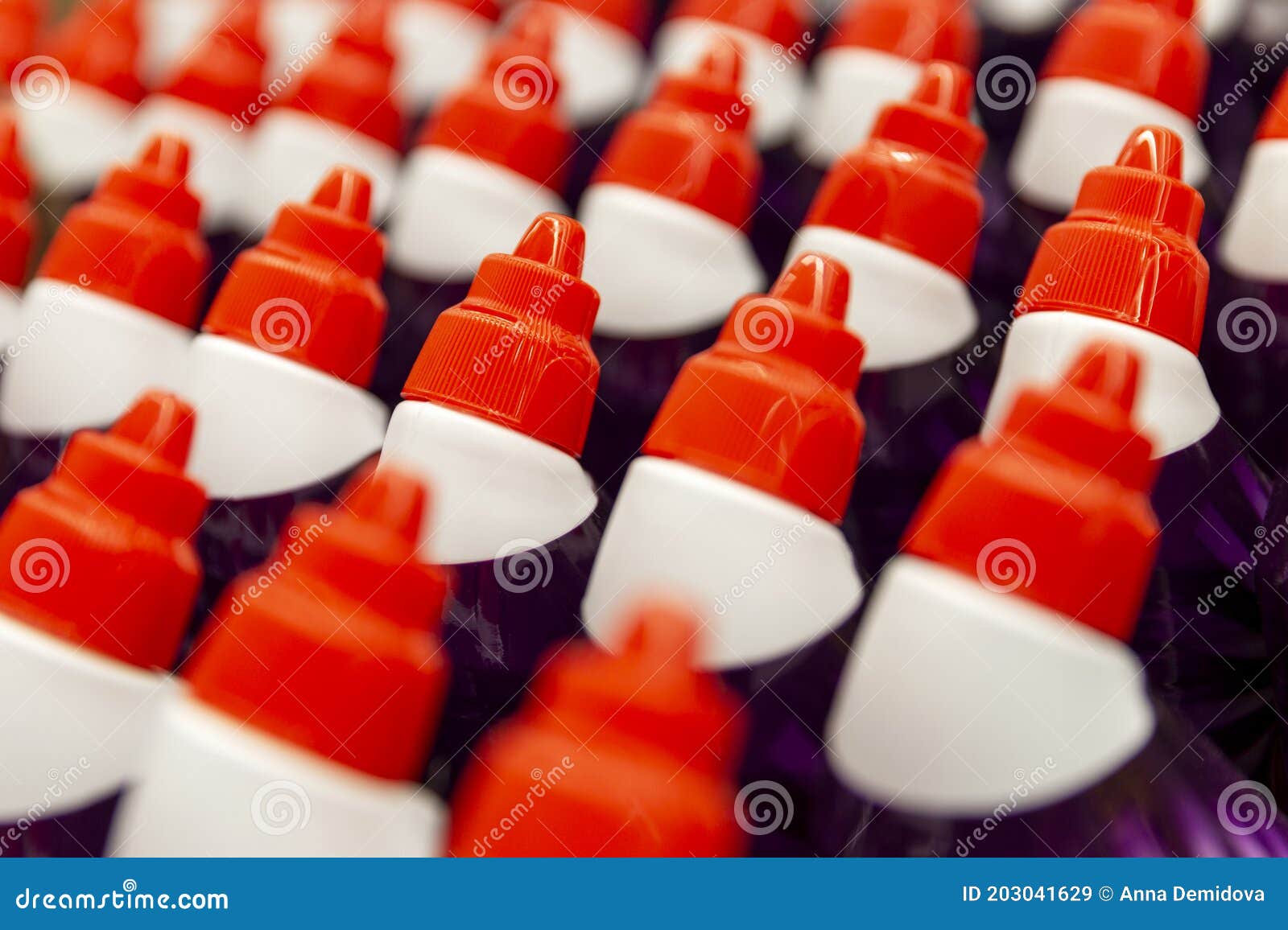 Household Cleaning Product Assorted in the Store. Top View of the Rows ...