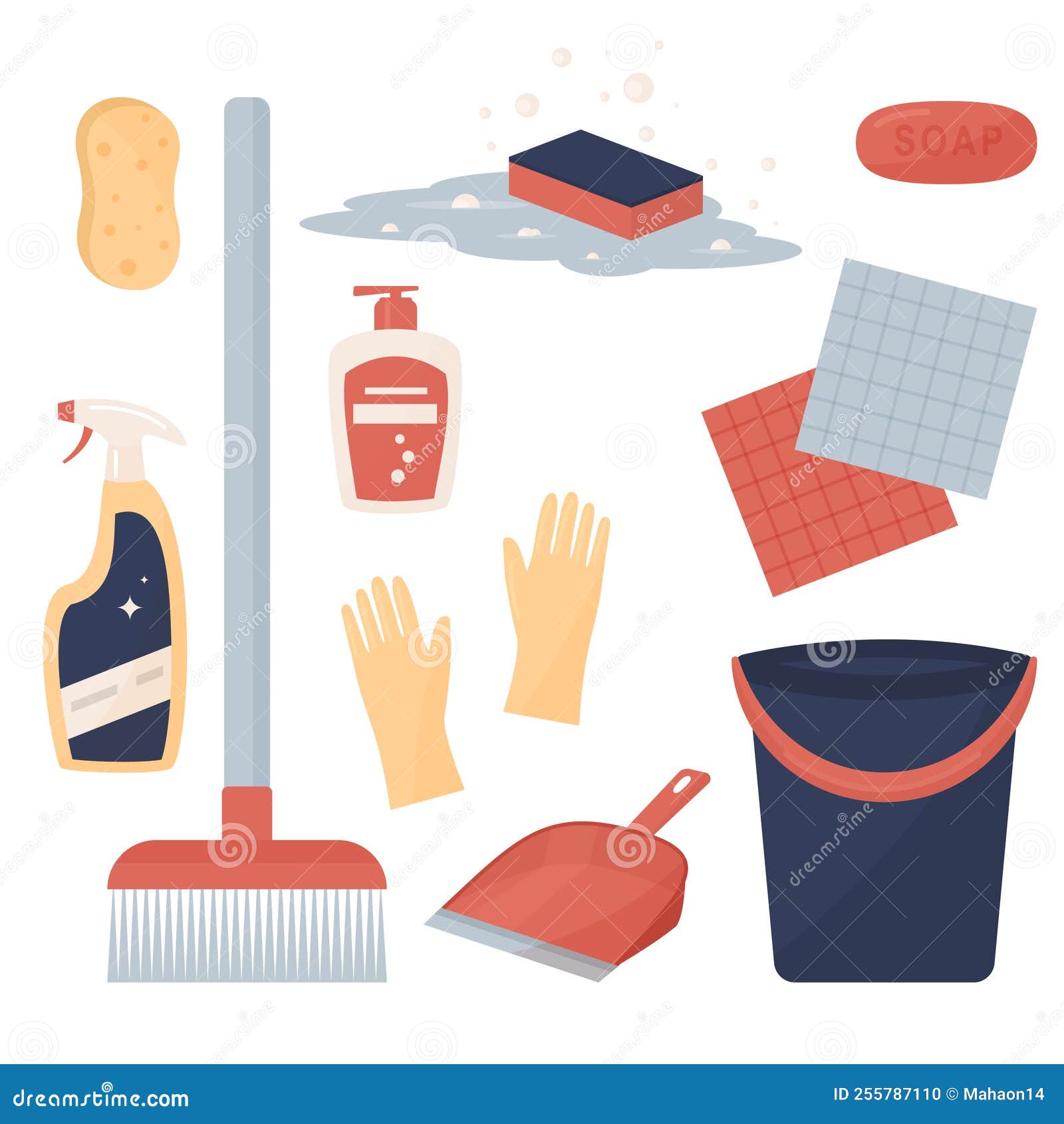 Household Cleaning Tools Collection Stock Vector - Illustration of dust ...