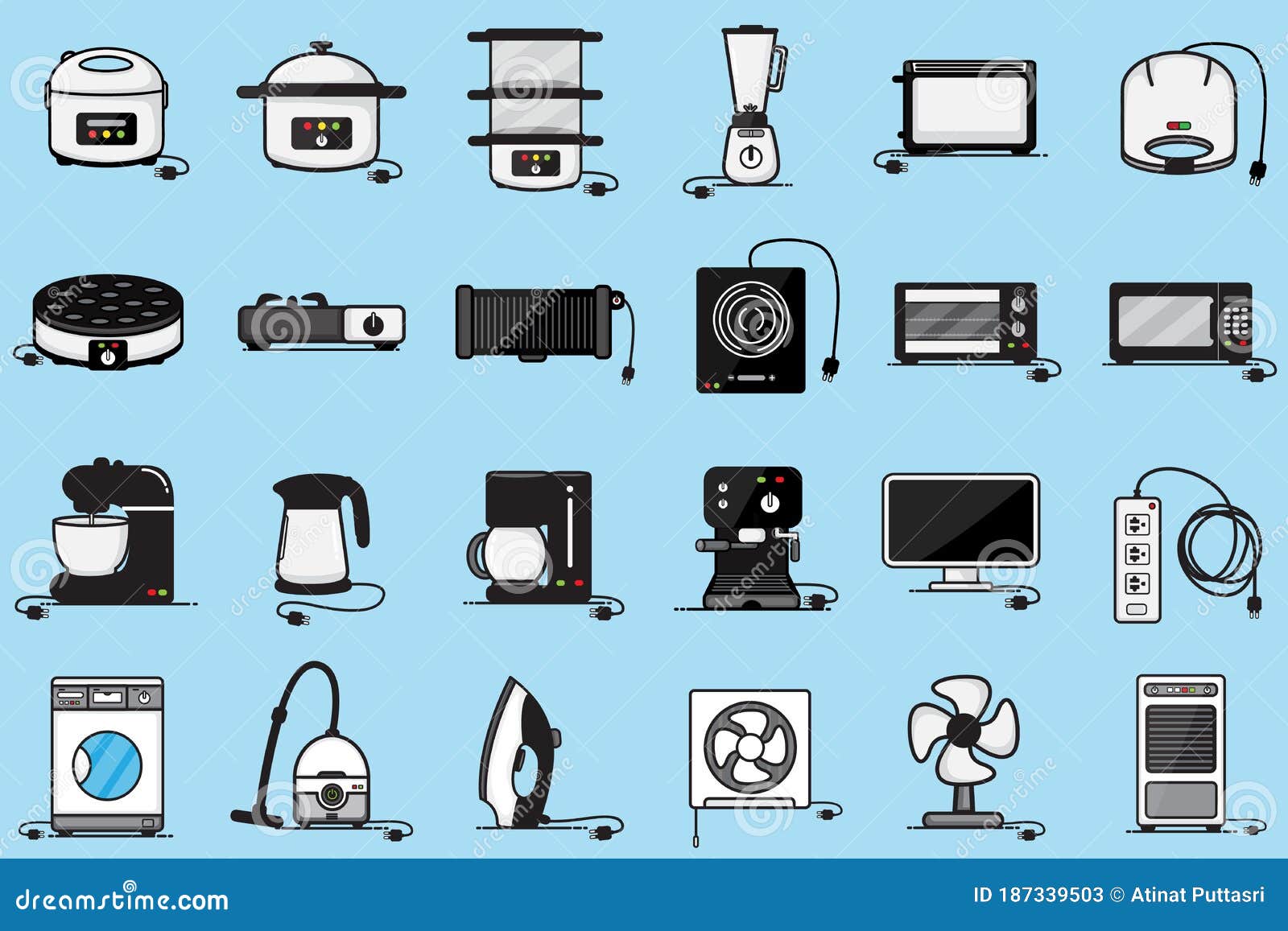 Household Electrical Appliances Group Vector Design Stock Vector ...