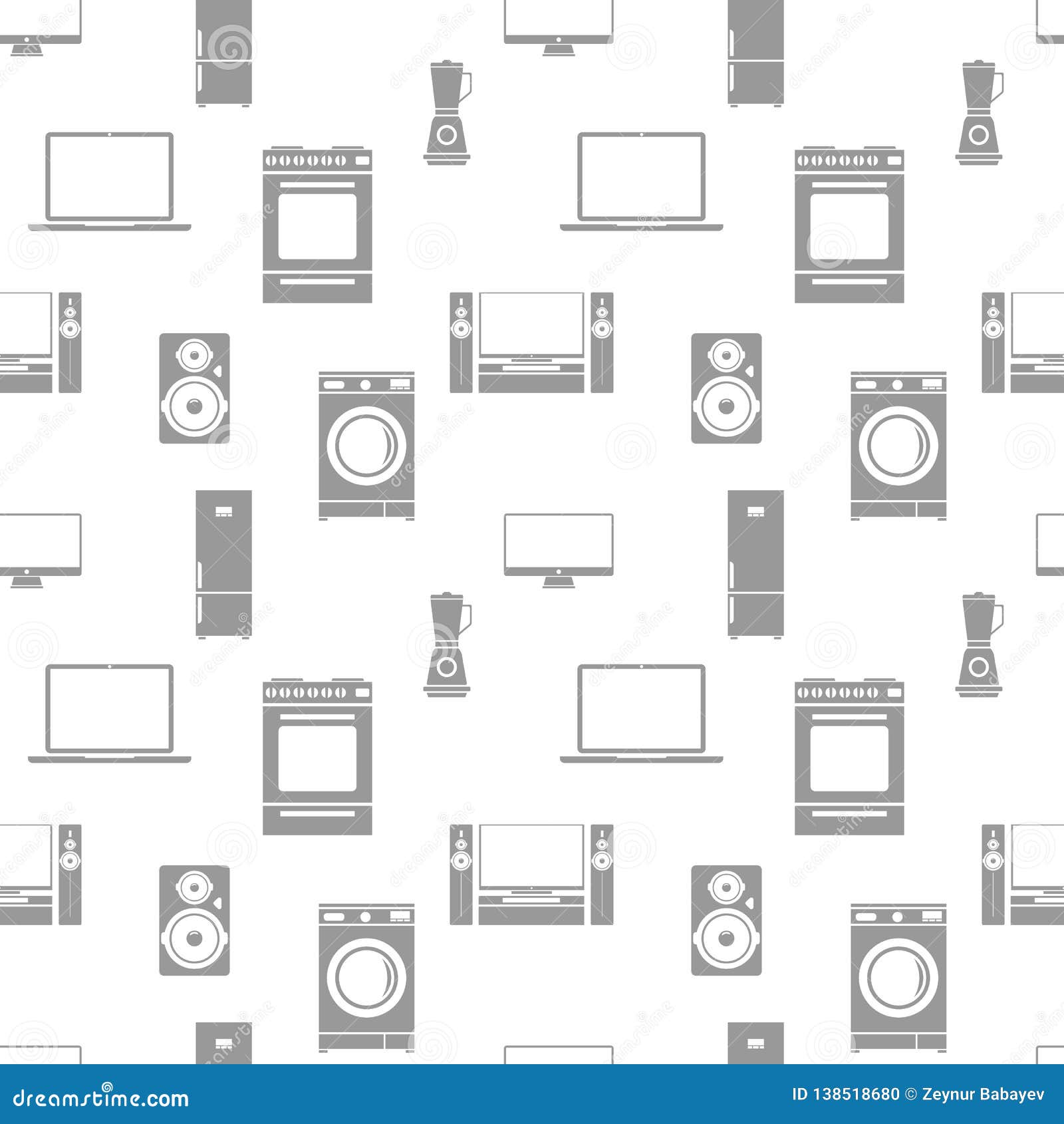 Household Electrical Appliances Seamless Pattern. Vector Illustration ...