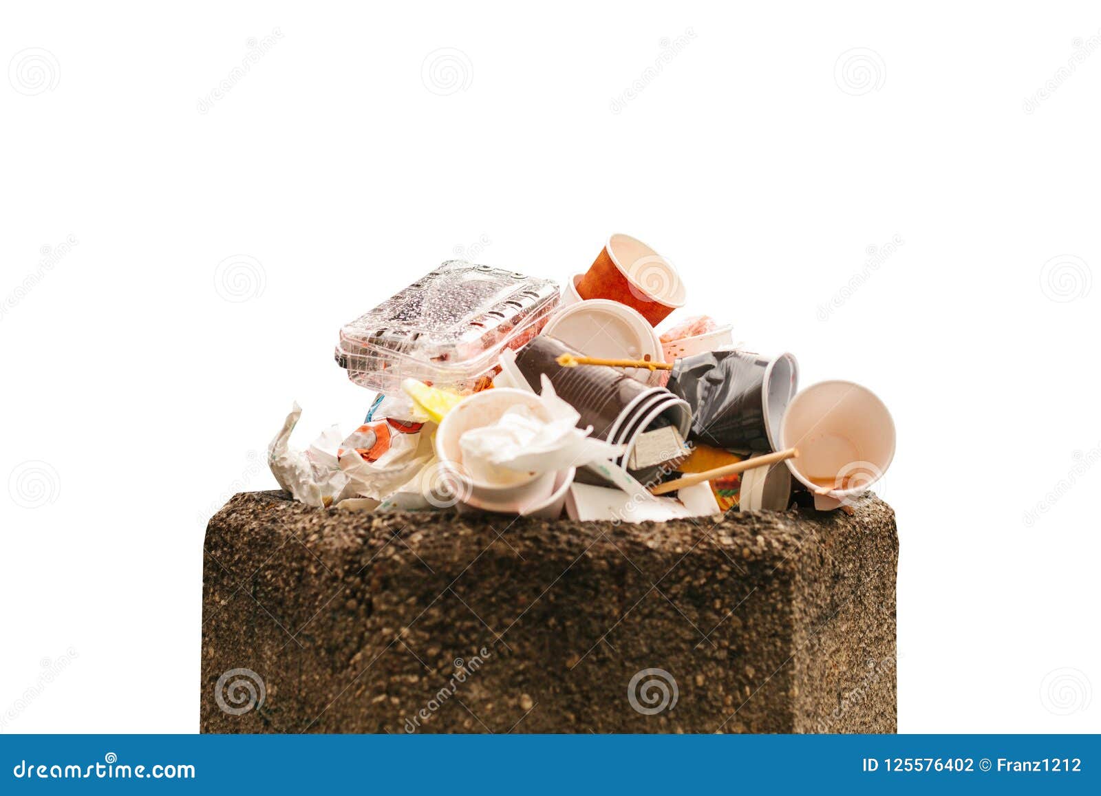 Household Garbage in the Container is Isolated on a White Background ...