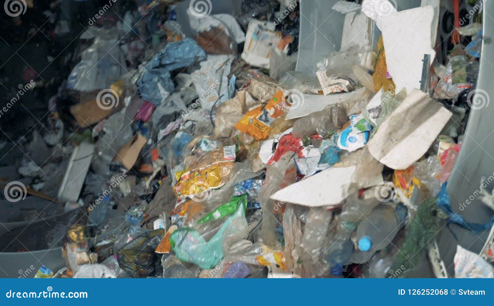 Household Garbage at a Factory for Waste Disposing. Process of Trash ...