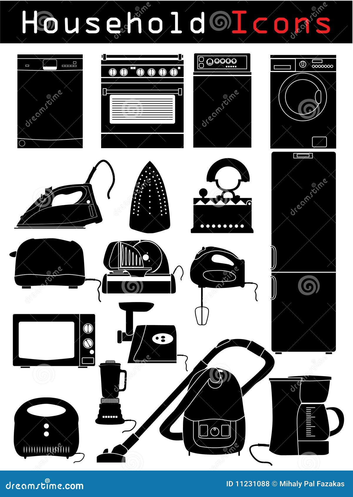 Household icons stock vector. Illustration of handle - 11231088