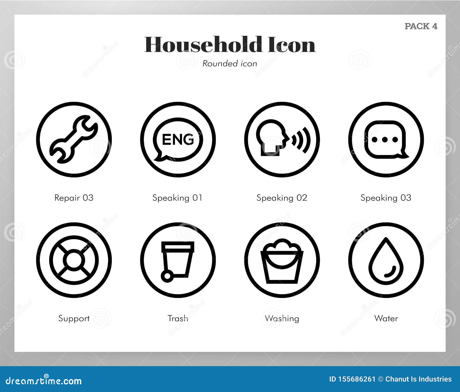 Household Icons Rounded Pack Stock Vector - Illustration of wrench ...