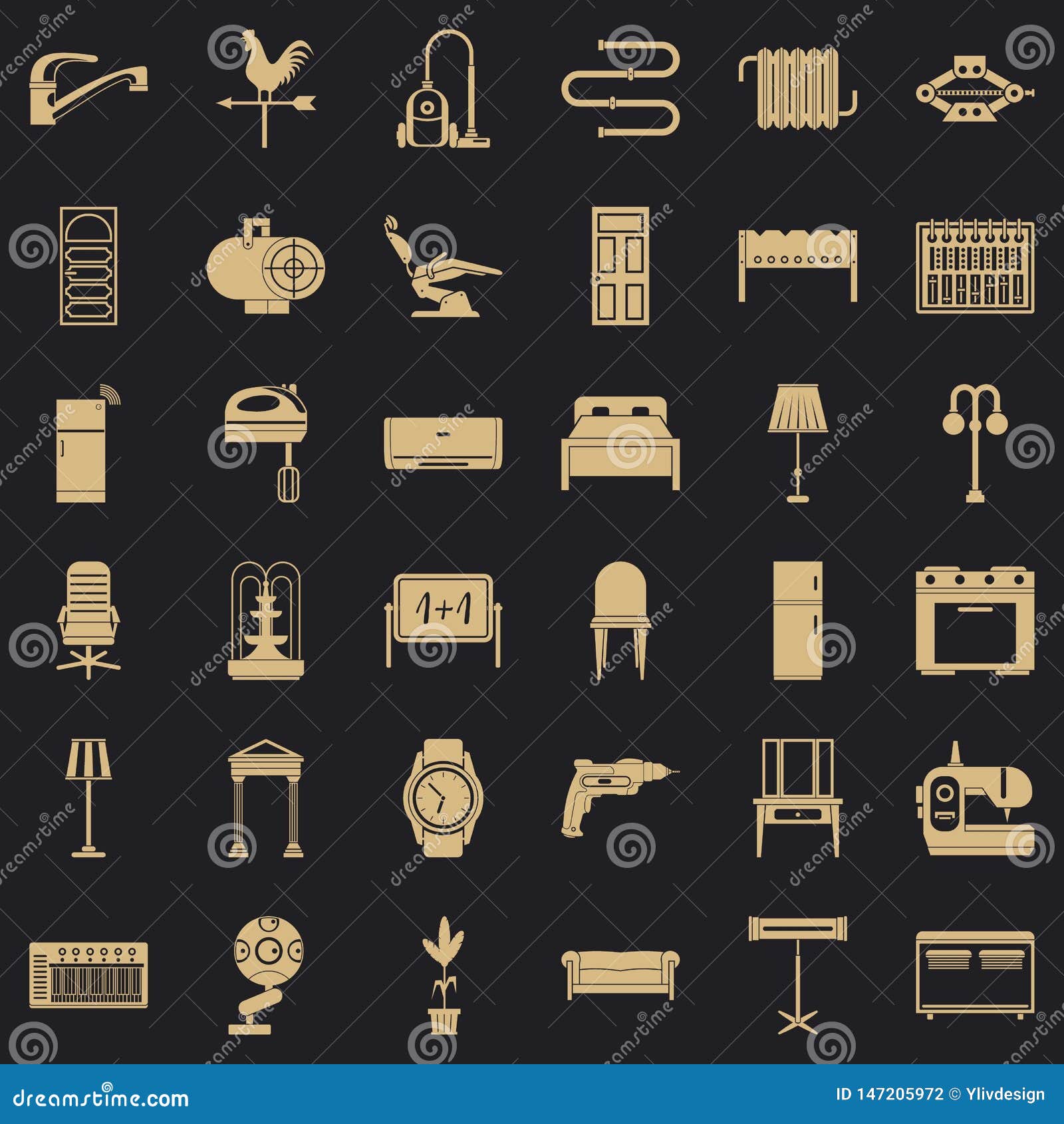 Household Icons Set, Simple Style Stock Vector - Illustration of ...