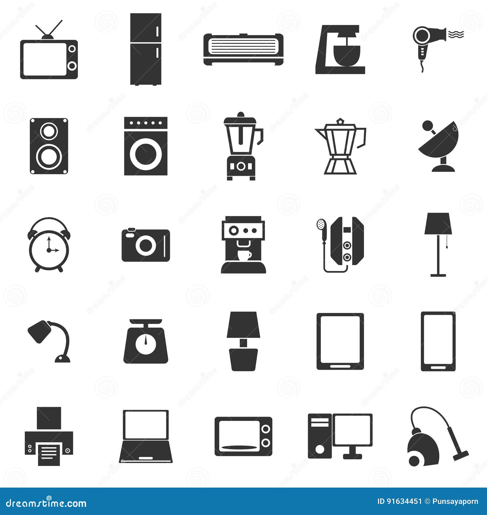 Household Icons on White Background Stock Vector - Illustration of ...