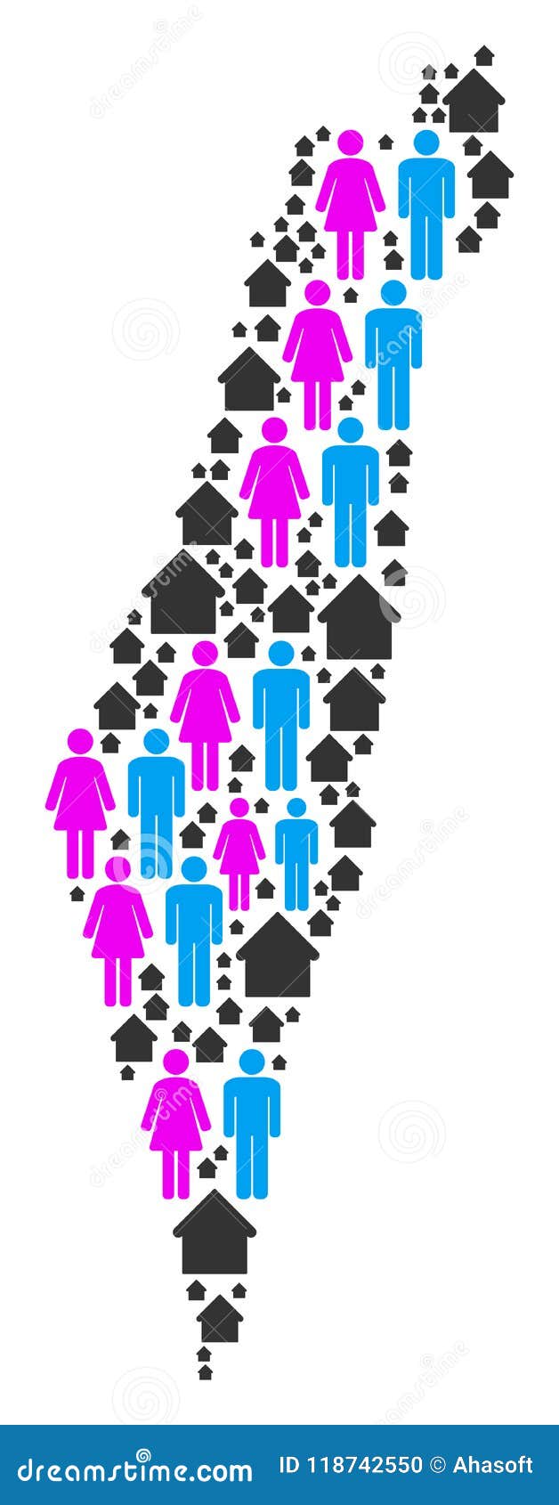 Israel Population Map. Large Group Of People In A Shape Of Israeli Map ...