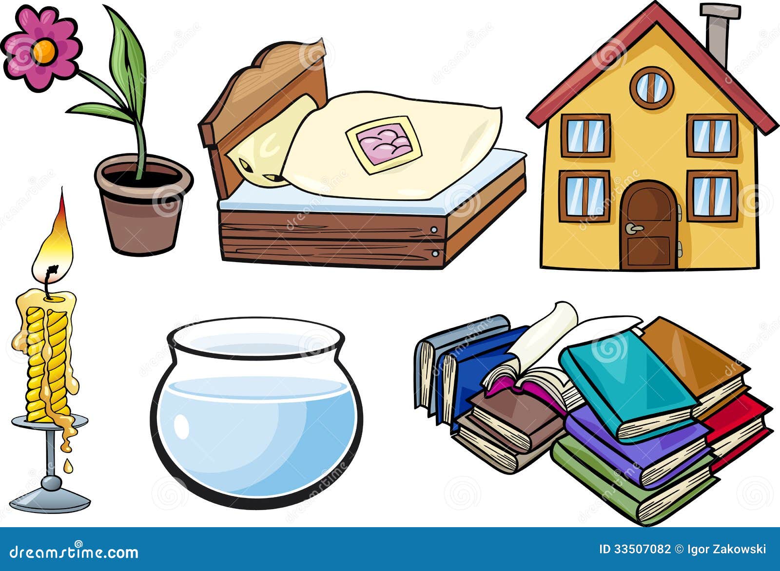 Household Objects Cartoon Illustration Set Stock Vector - Illustration ...