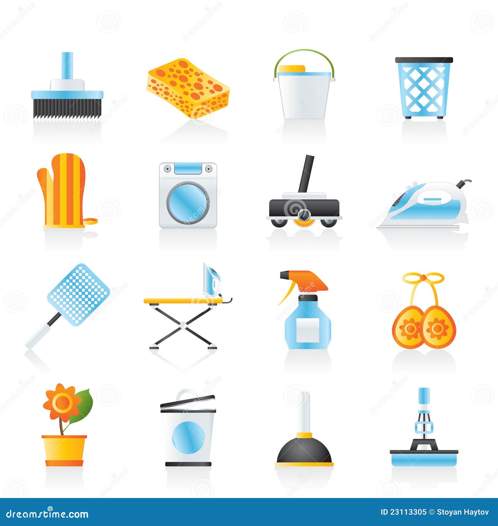 Household Objects and Tools Icons Stock Vector - Illustration of button ...