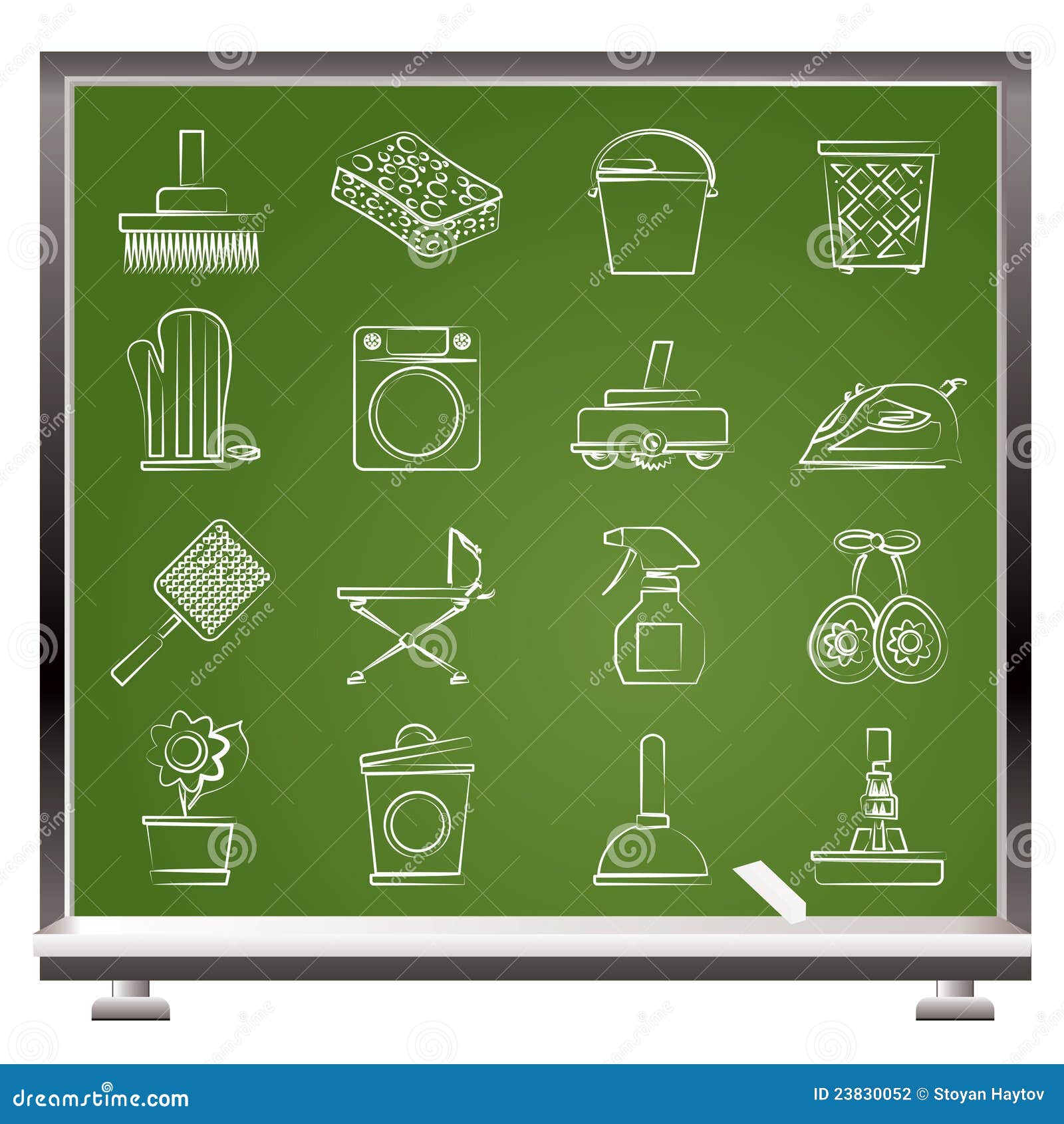 Household Objects and Tools Icons Stock Vector - Illustration of floral ...