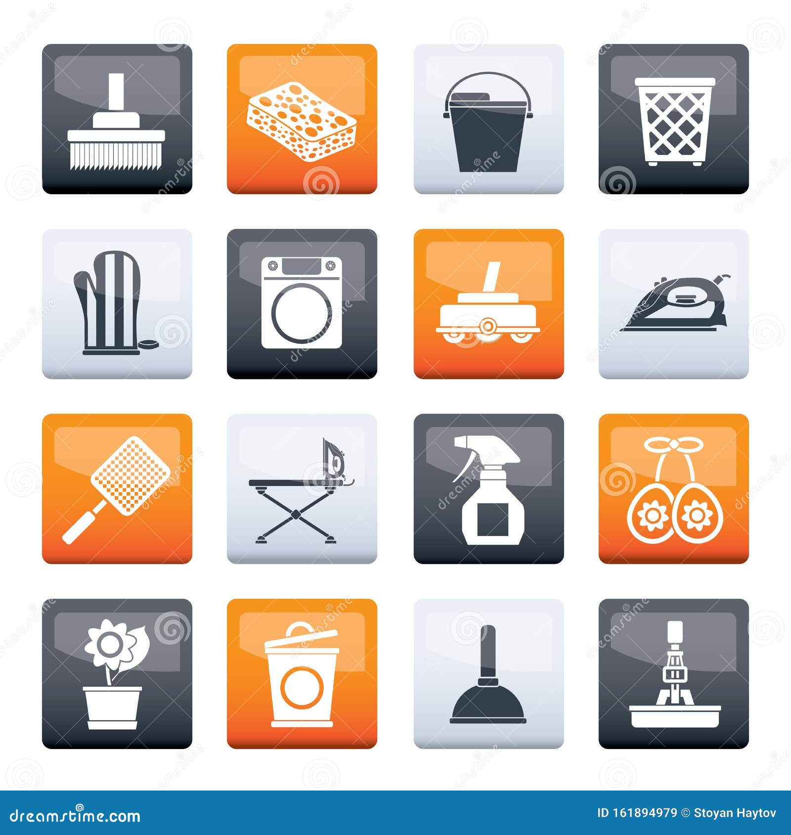 Household Objects and Tools Icons Over Color Background Stock ...