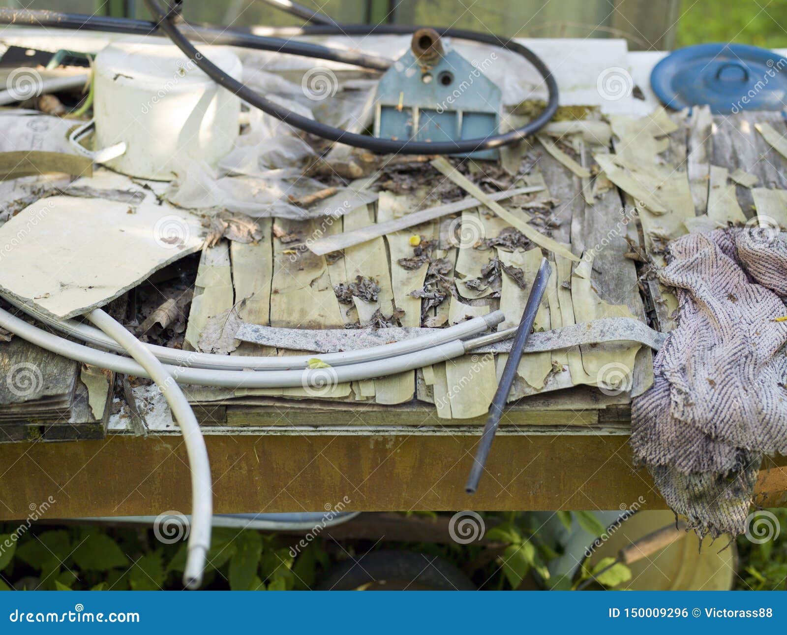 Household Old Stuff Scattered on a Table Stock Photo - Image of mess ...