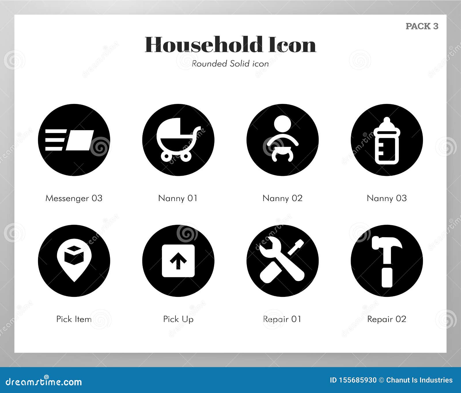 Household Icons Rounded Solid Pack Stock Vector - Illustration of icon ...