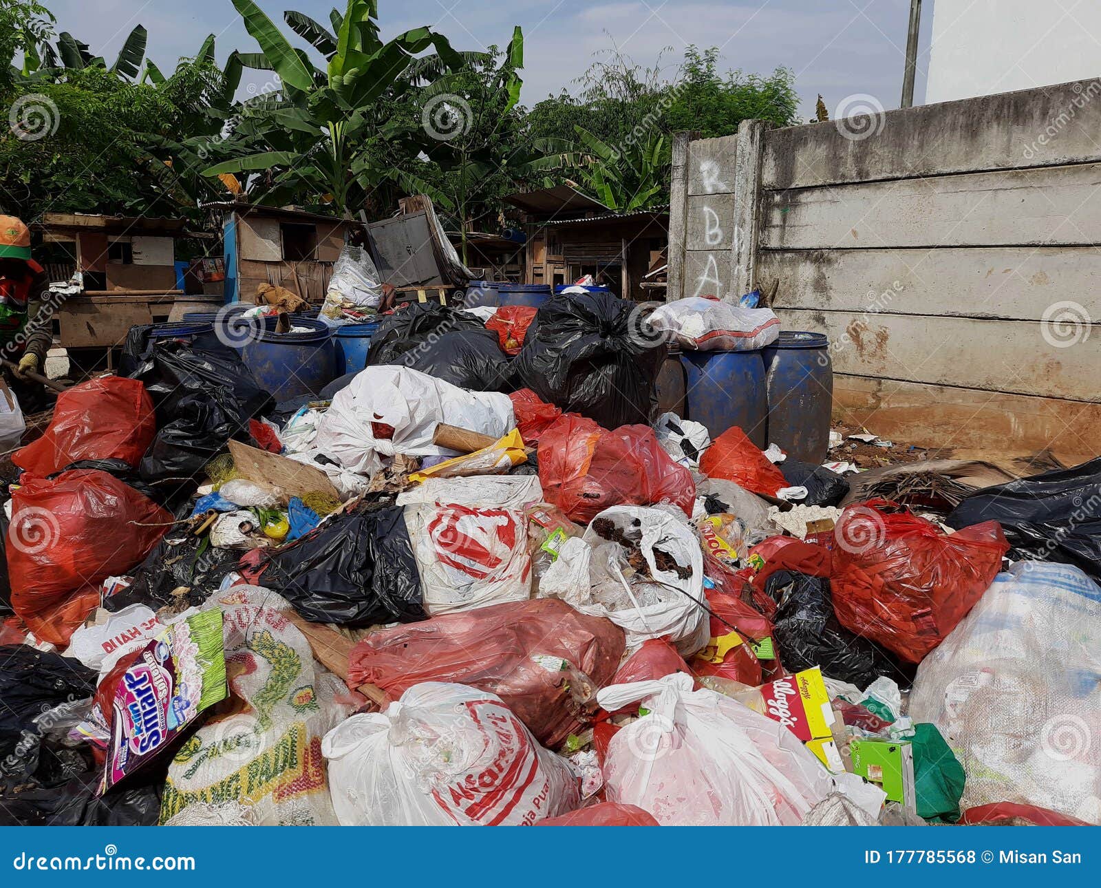Household Waste in a Temporary Shelter Stock Photo - Image of difficult ...
