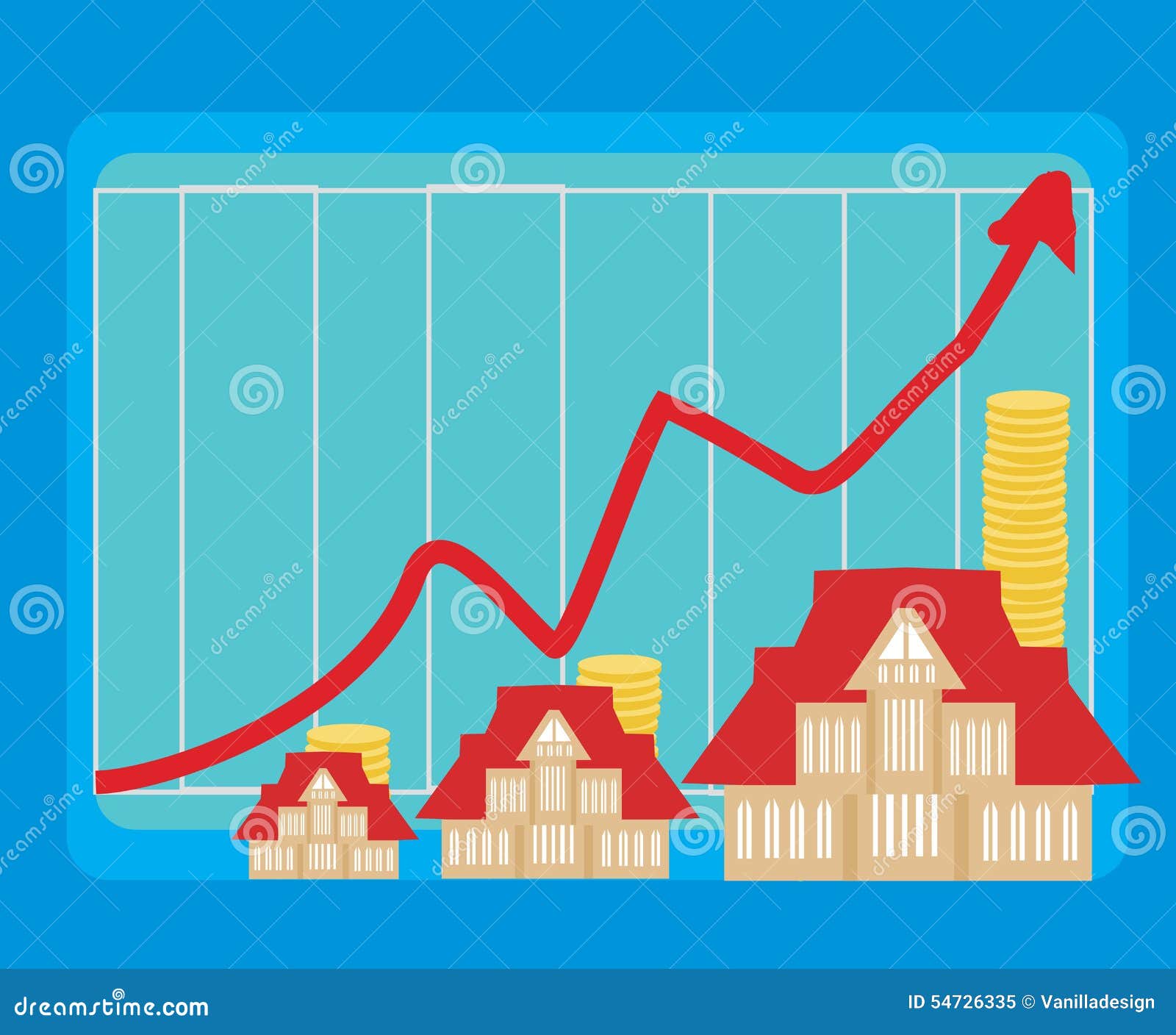 Houseing price go up stock vector. Illustration of house - 54726335
