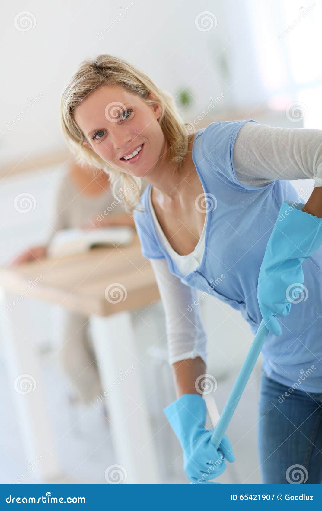 Housekeeper Cleaning the Floor Stock Image - Image of floor, housewife ...
