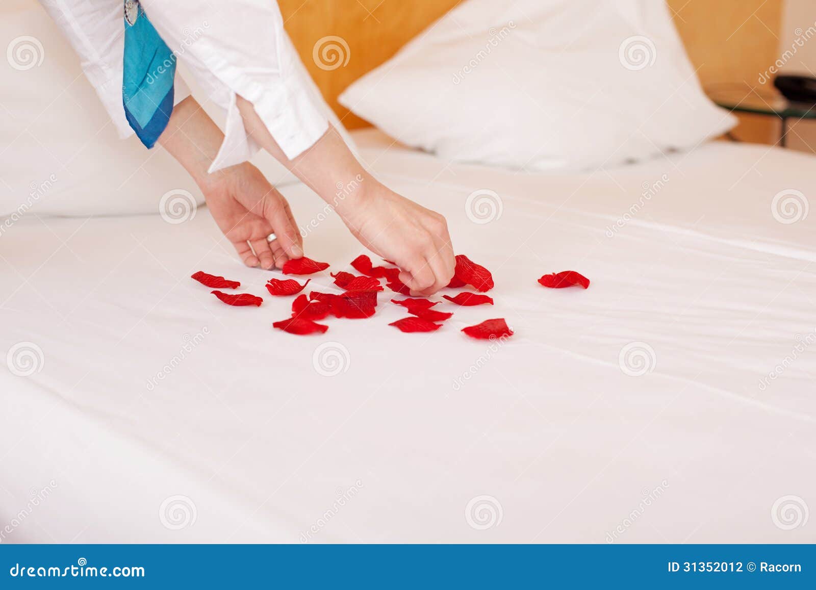 Housekeeper Hands Arranging Petals in Heart Shape Stock Photo - Image ...