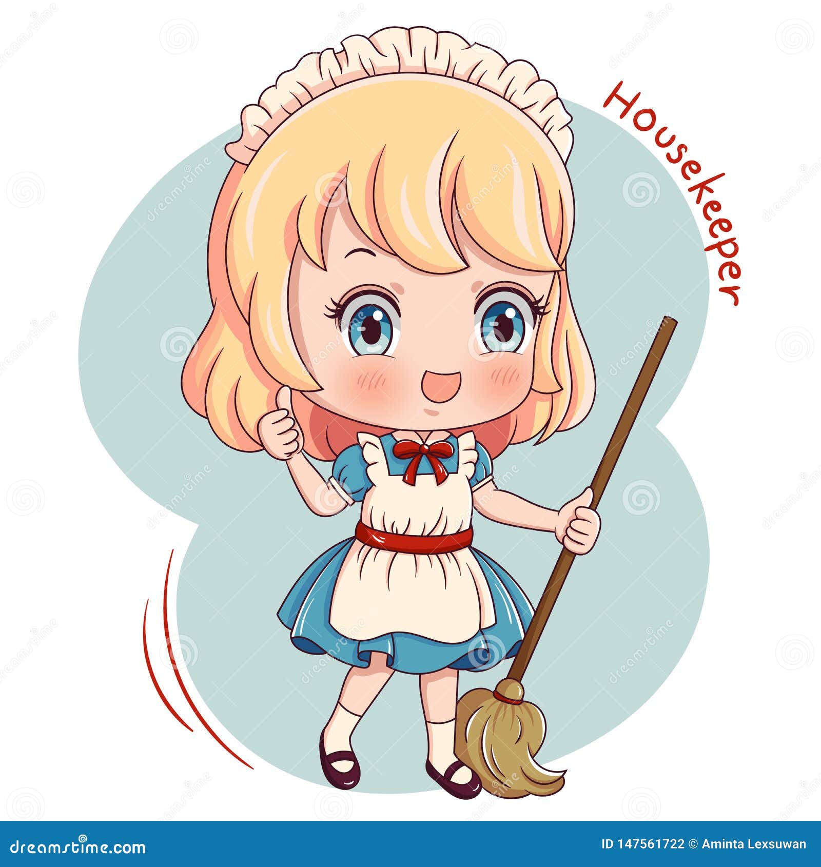 Housekeeper_2 stock vector. Illustration of vector, broom - 147561722