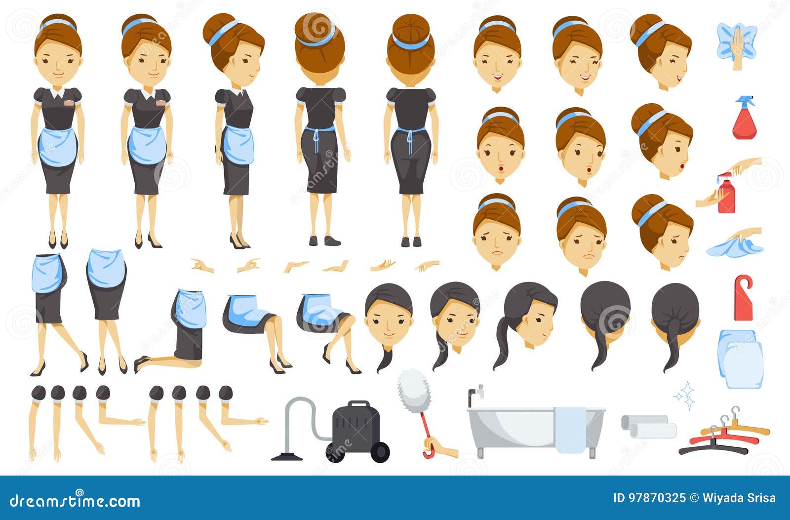 Housekeeping ilustração do vetor. Ilustração de fêmea - 97870325