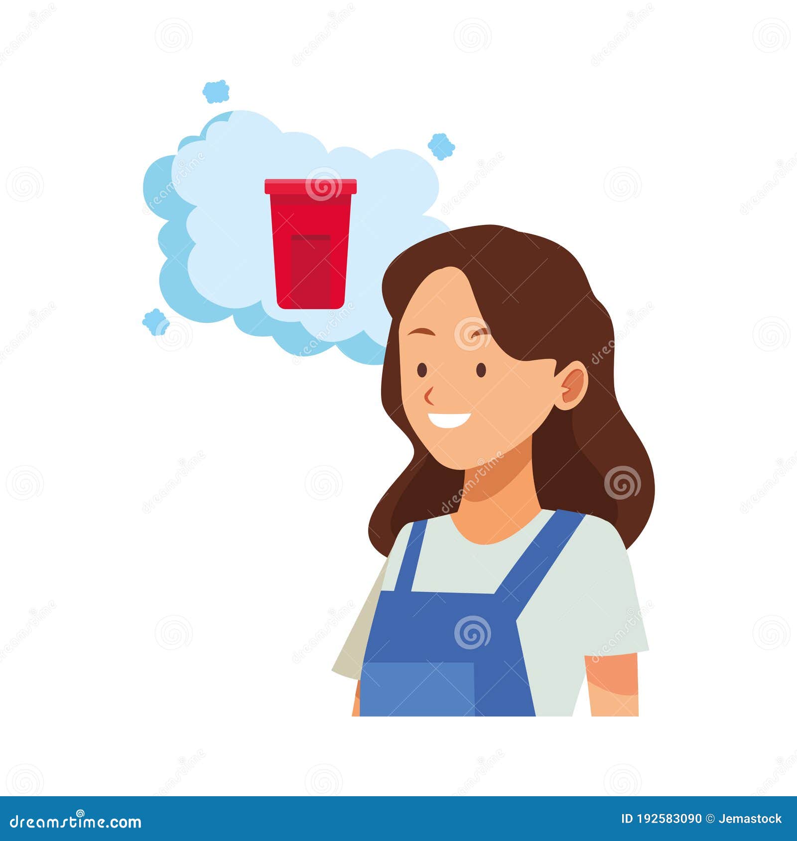 Housekeeping Female Worker Thinking in Garbage Waste Stock Vector ...