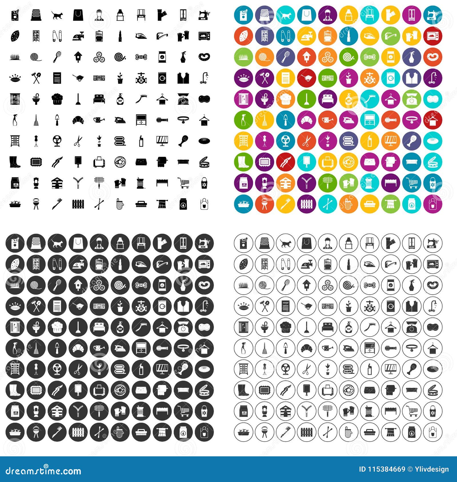 100 Housekeeping Icons Set Vector Variant Stock Vector - Illustration ...