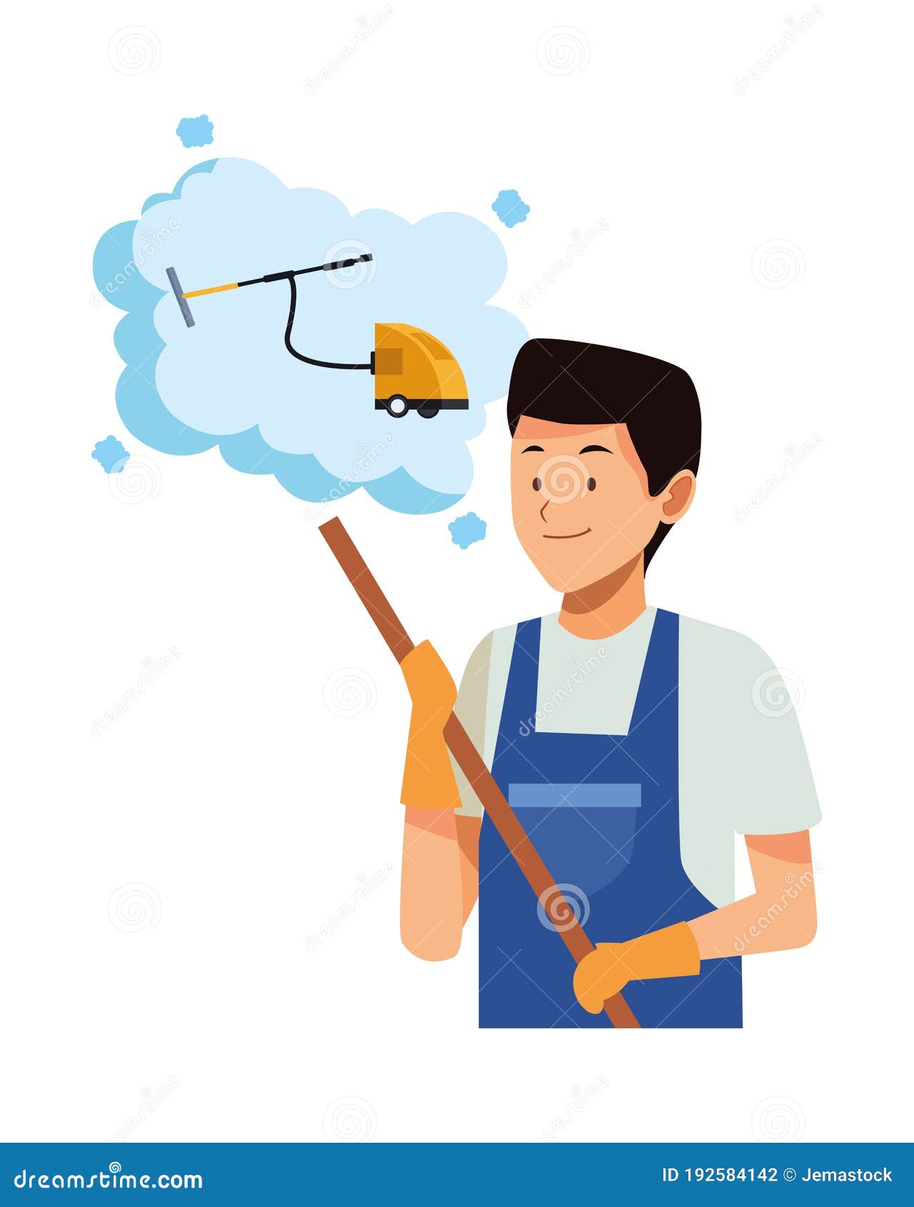 Housekeeping Male Worker With Bucket Avatar Character Cartoon Vector ...