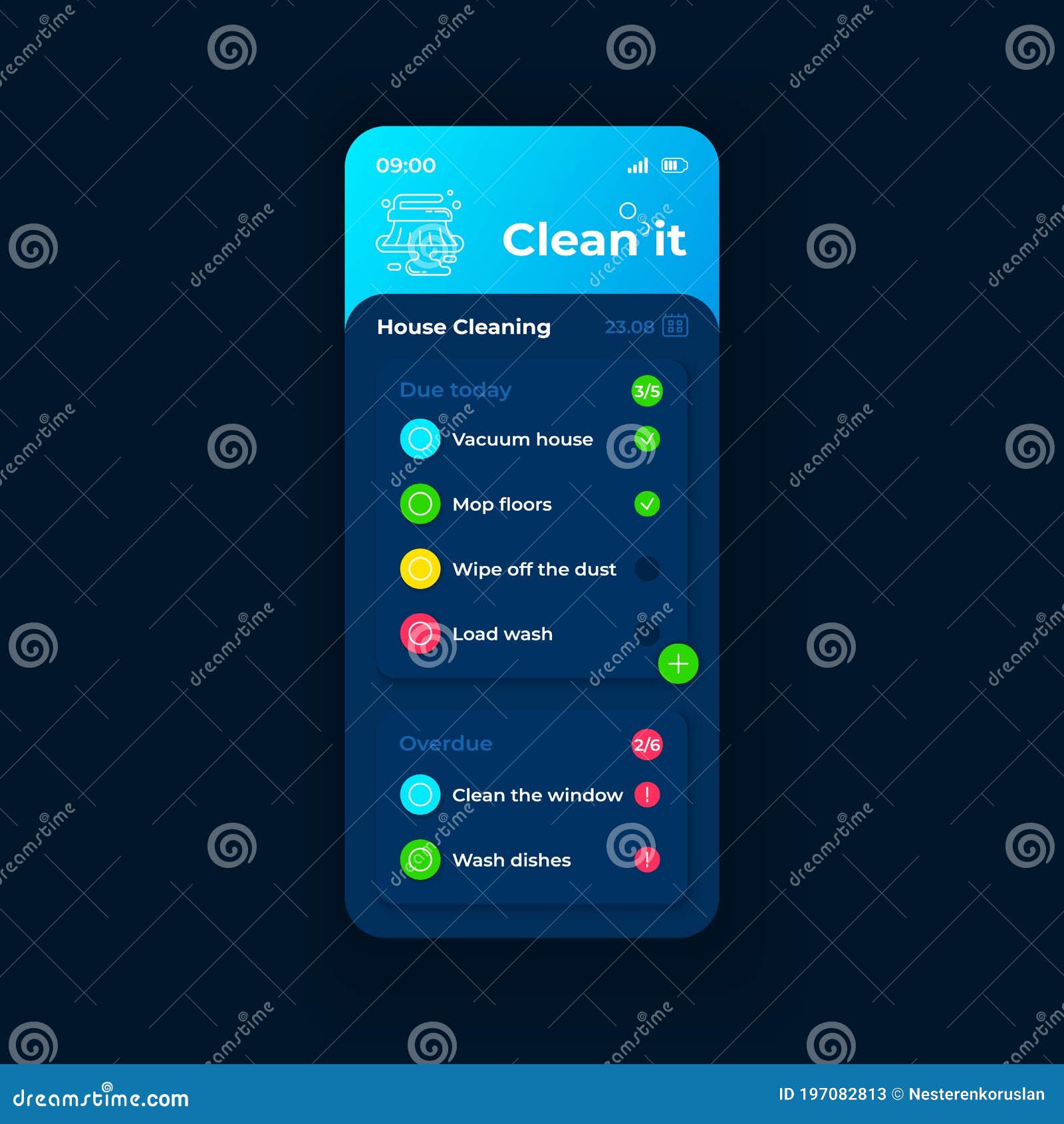Housekeeping Managing Smartphone Interface Vector Template Stock Vector ...