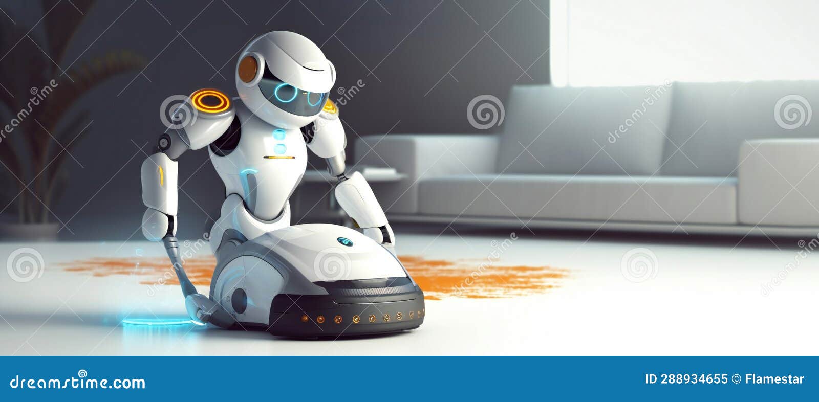 Housekeeping Robot Maid Working On A Vacuum Machine For Autonomy Of ...