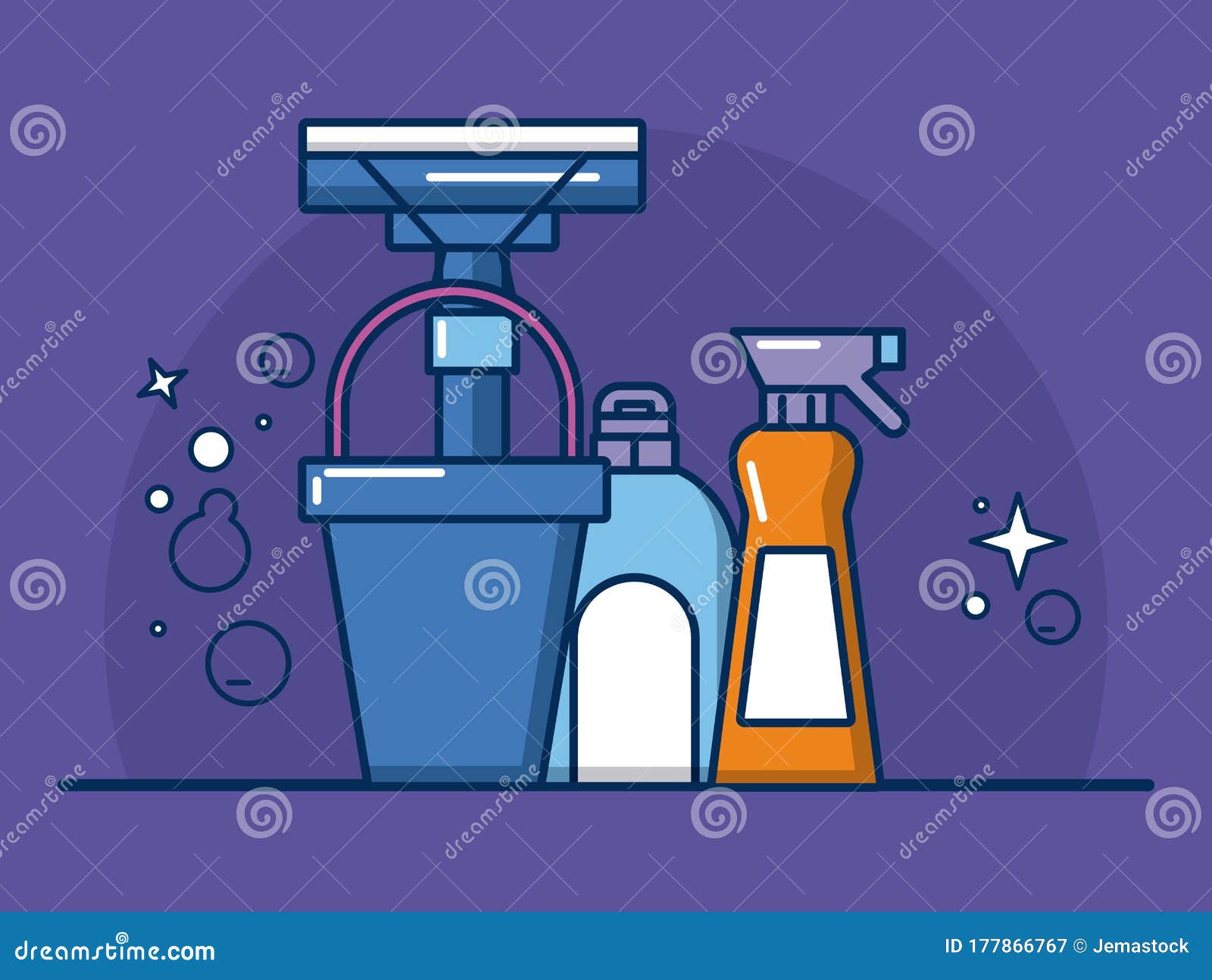 Housekeeping Tools and Products Icons Stock Vector - Illustration of ...