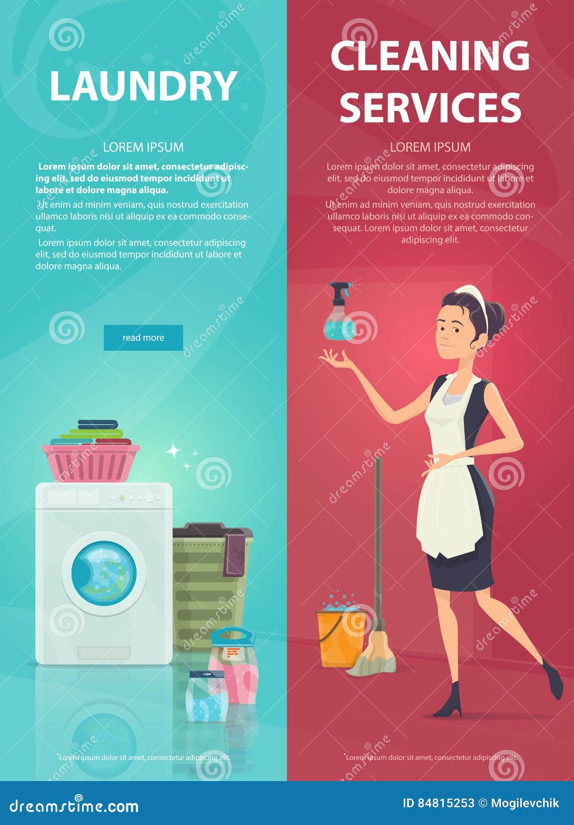 Housekeeping Vertical Banners Stock Vector - Illustration of duster ...