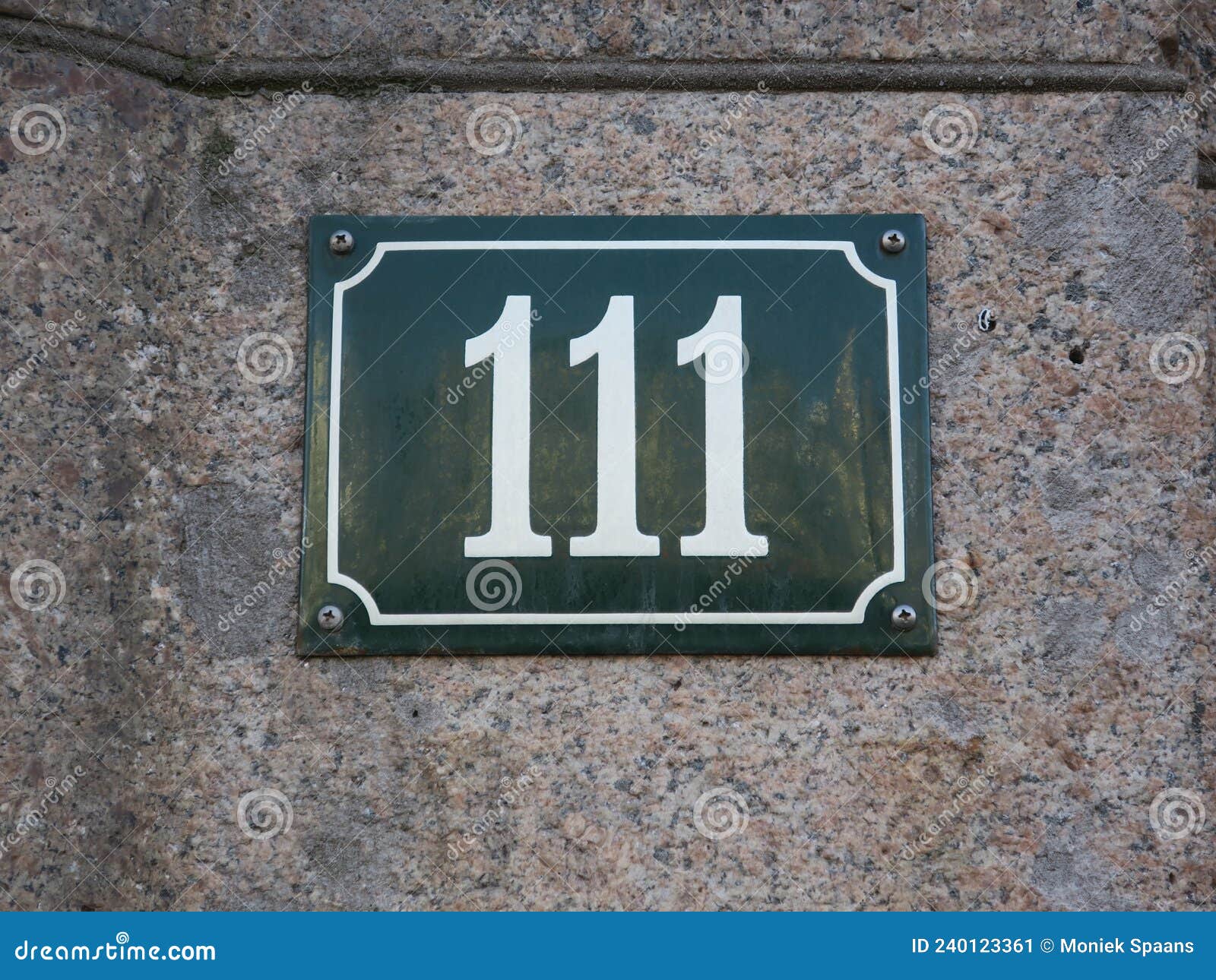 Housenumber 111 on an Enamel Sign on a Stone Wall Stock Image - Image ...