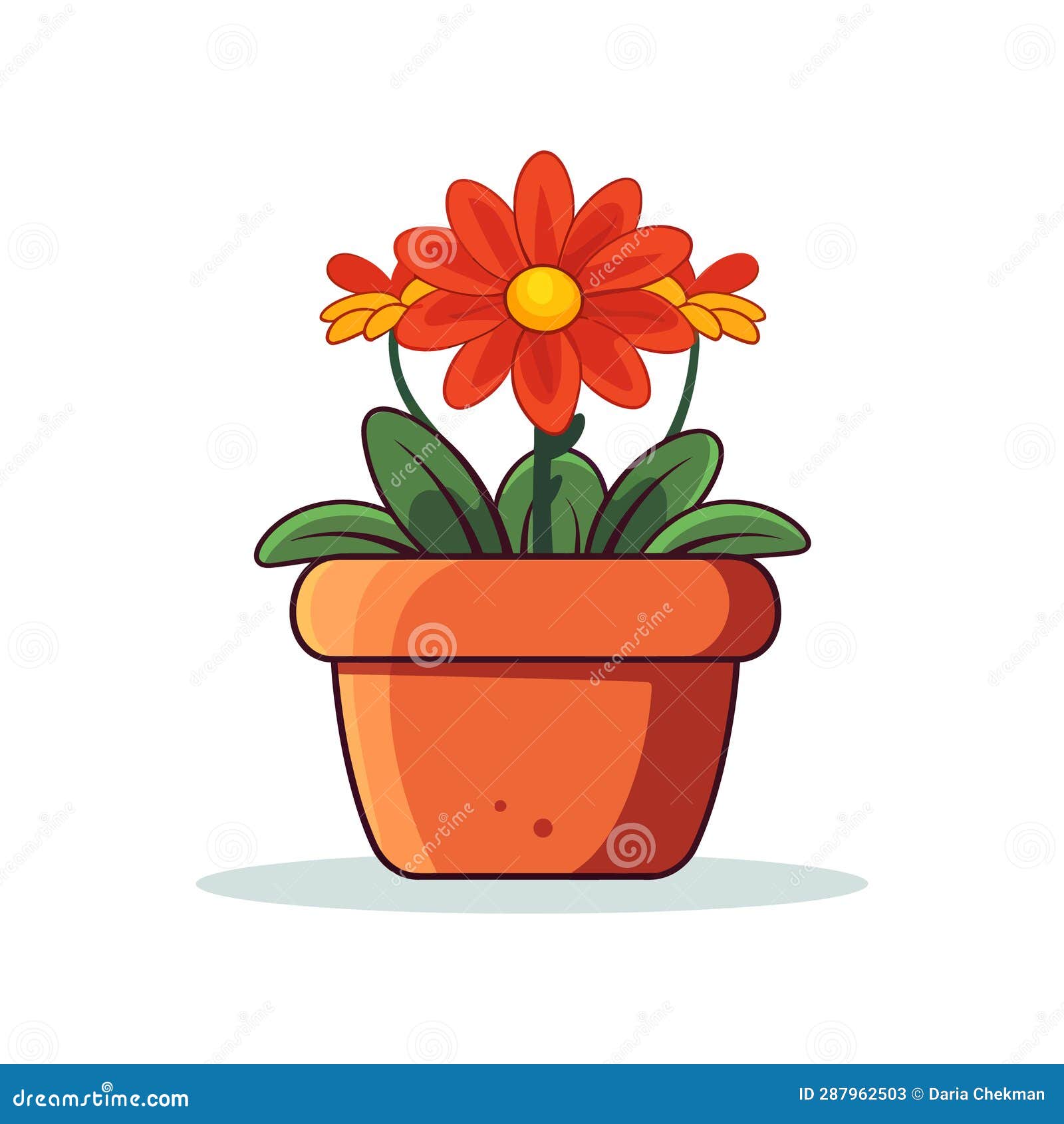 Houseplant in a Pot. Leaf Flower in a Flat Style on a White Background ...
