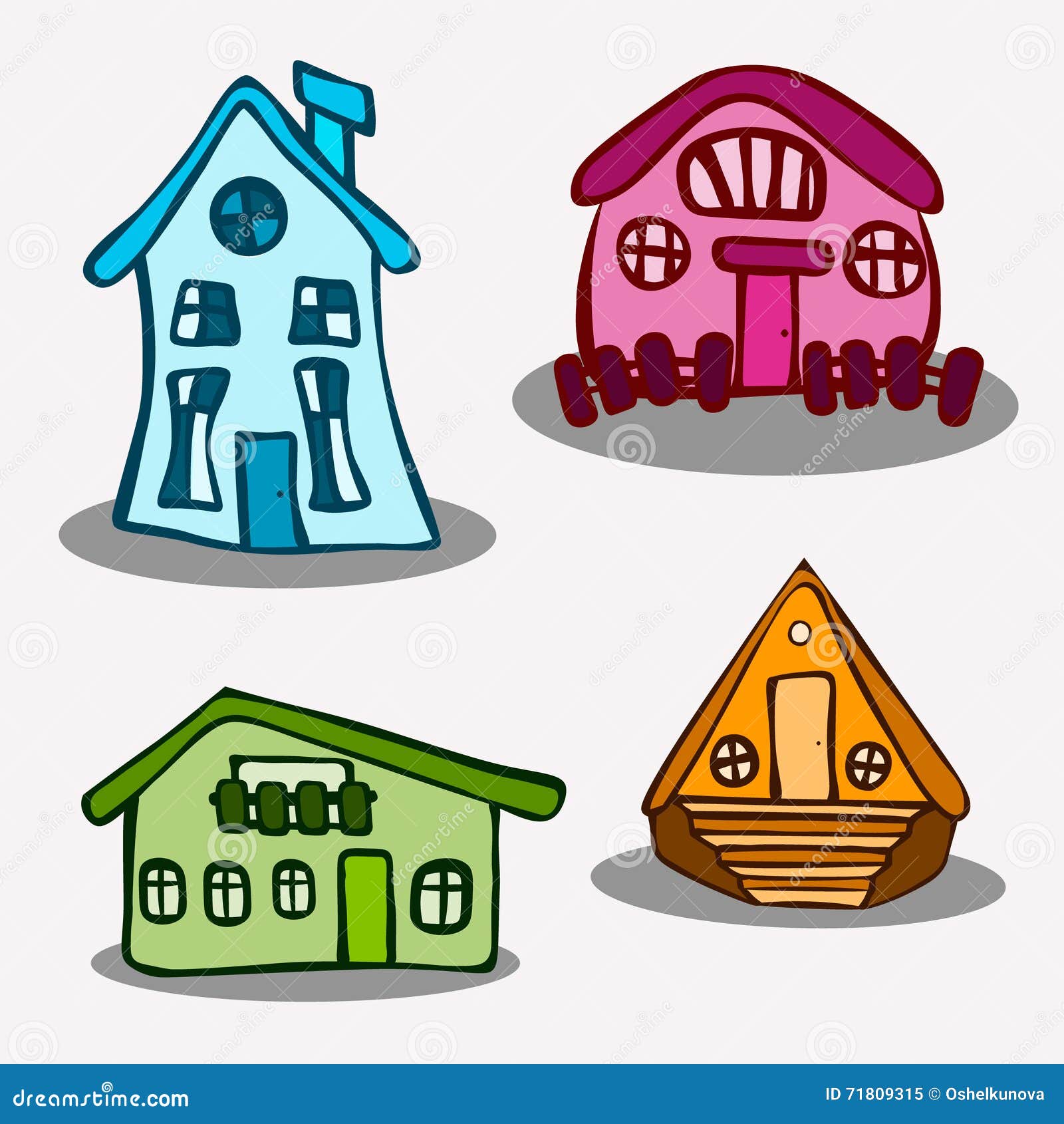Houses, cartoon style stock vector. Illustration of cartoon - 71809315