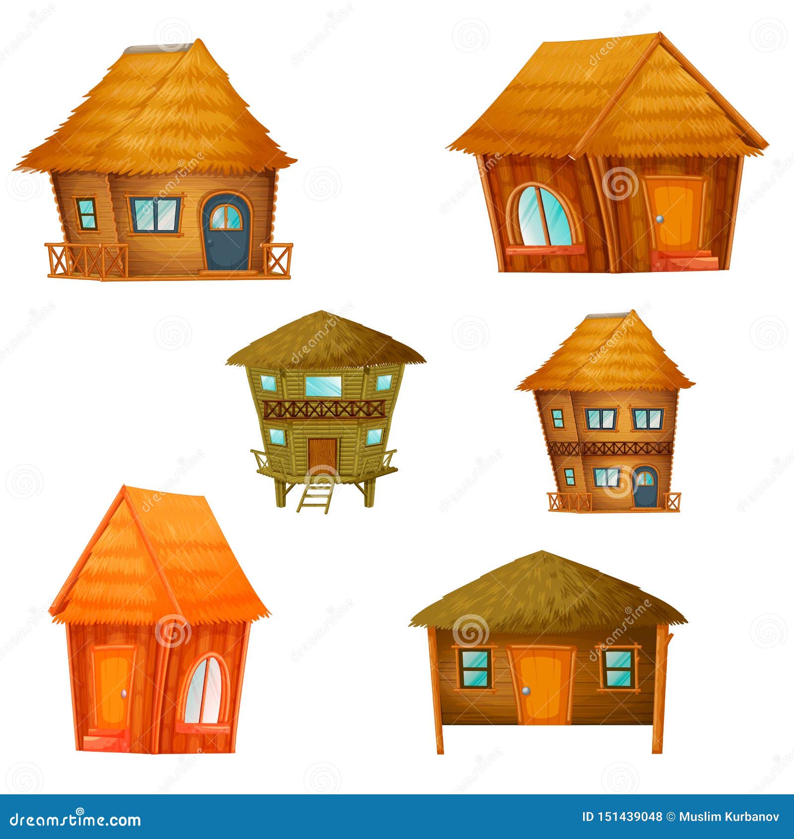 Houses cartoon vector set stock vector. Illustration of paradise ...