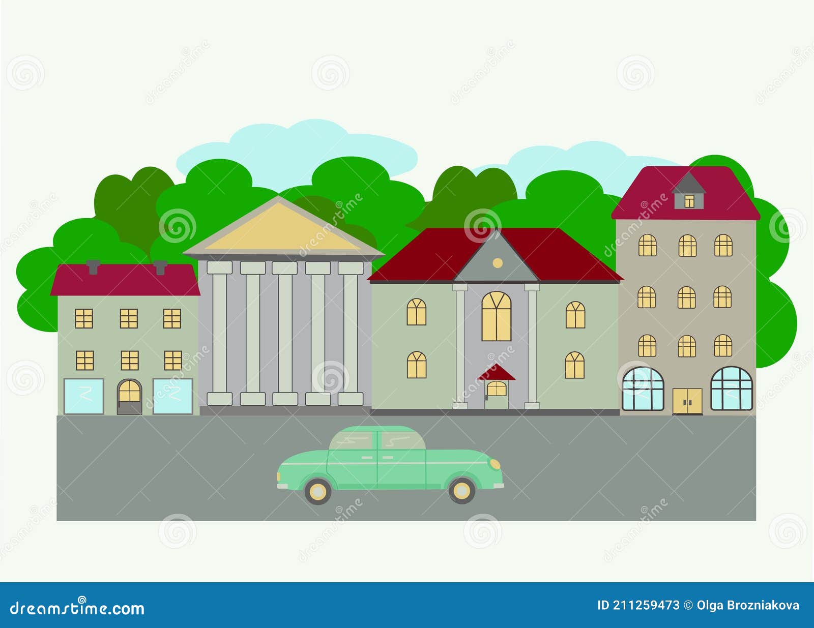 Houses, city and avto stock vector. Illustration of cartoon - 211259473