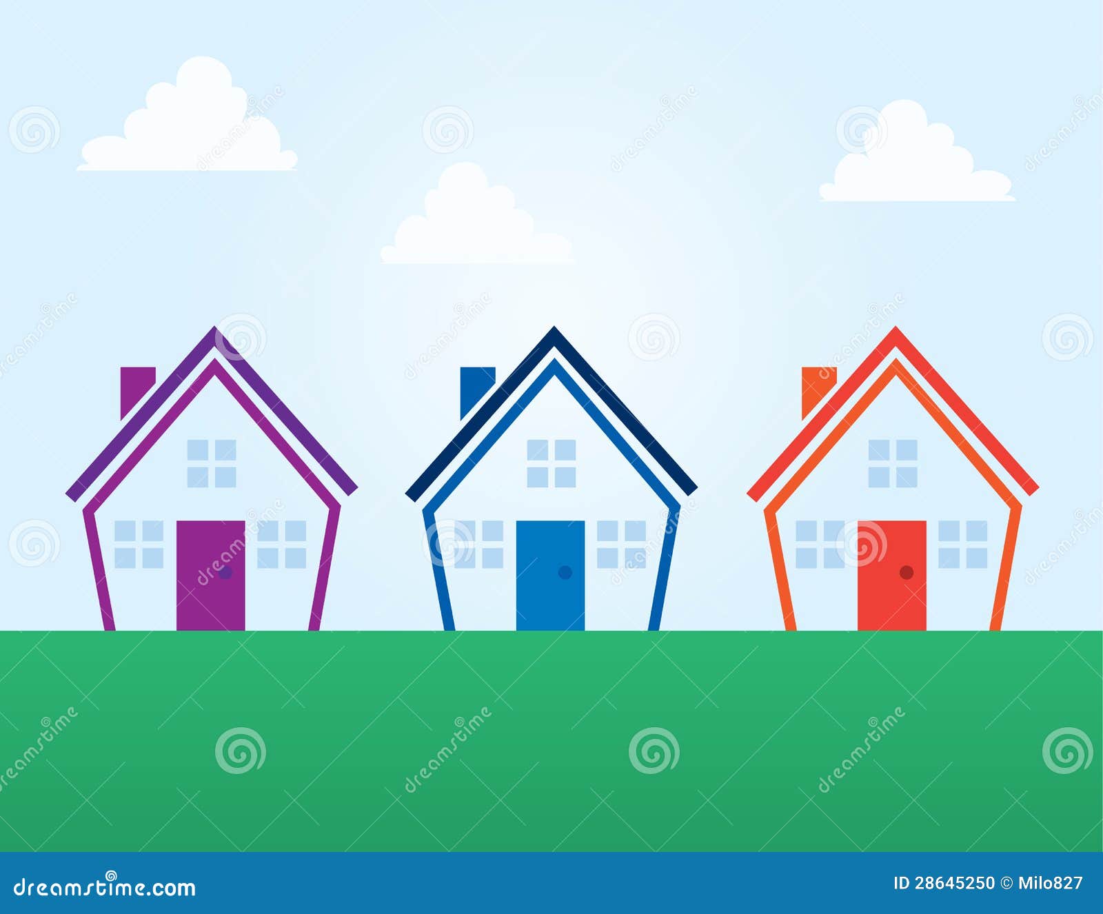 Houses Colors Outline Abstract Stock Vector - Illustration of grass ...