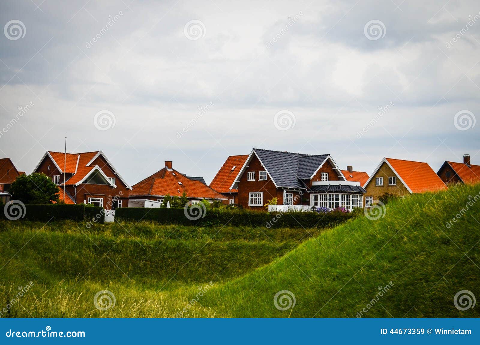 Houses in Denmark stock image. Image of cottage, blue - 44673359