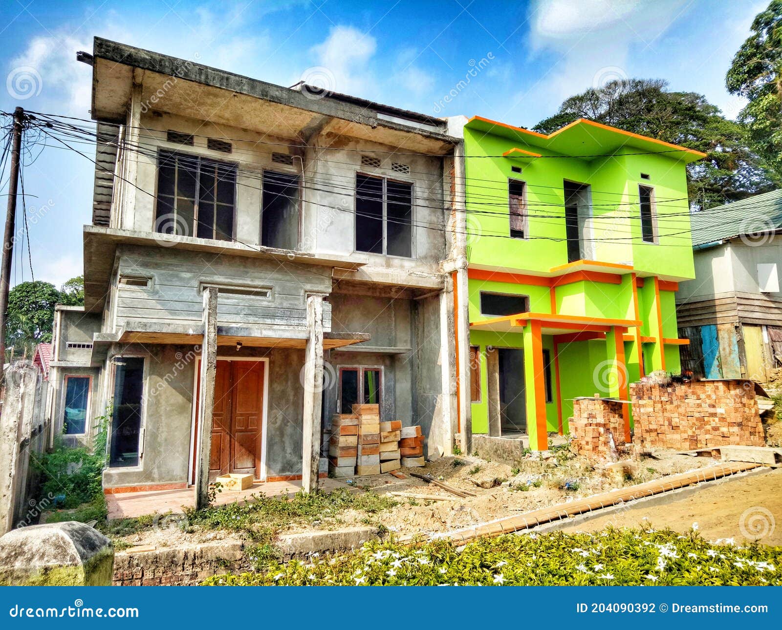 2 Houses with Different Colour. Stock Photo - Image of wall, colour ...