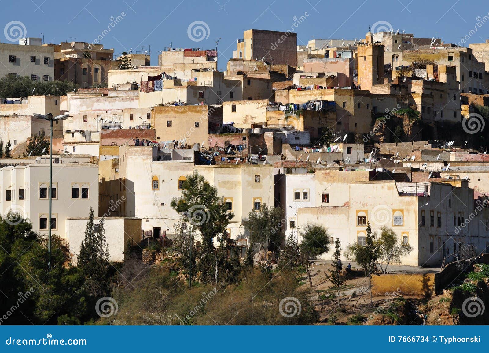 Houses in Fes, Morocco stock photo. Image of morocco, hill - 7666734