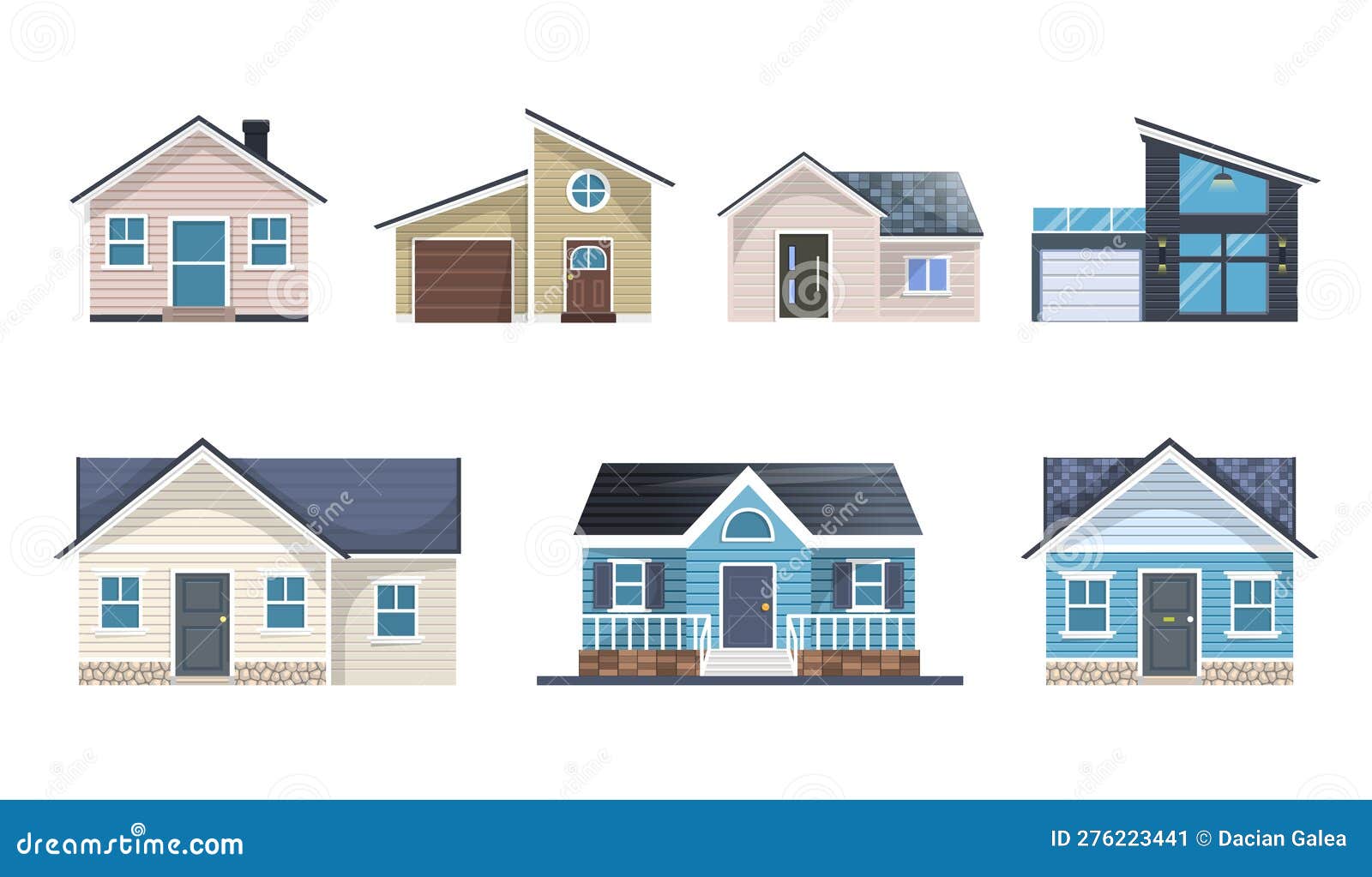 Houses Flat Vector Icon. Modern Homes with Vinyl Siding Panel ...