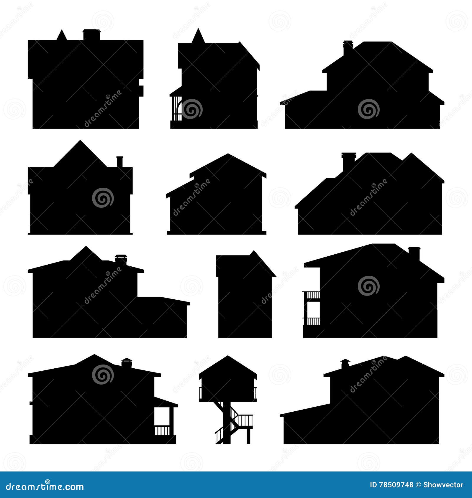 Houses Front View Vector Illustration Stock Vector - Illustration of ...