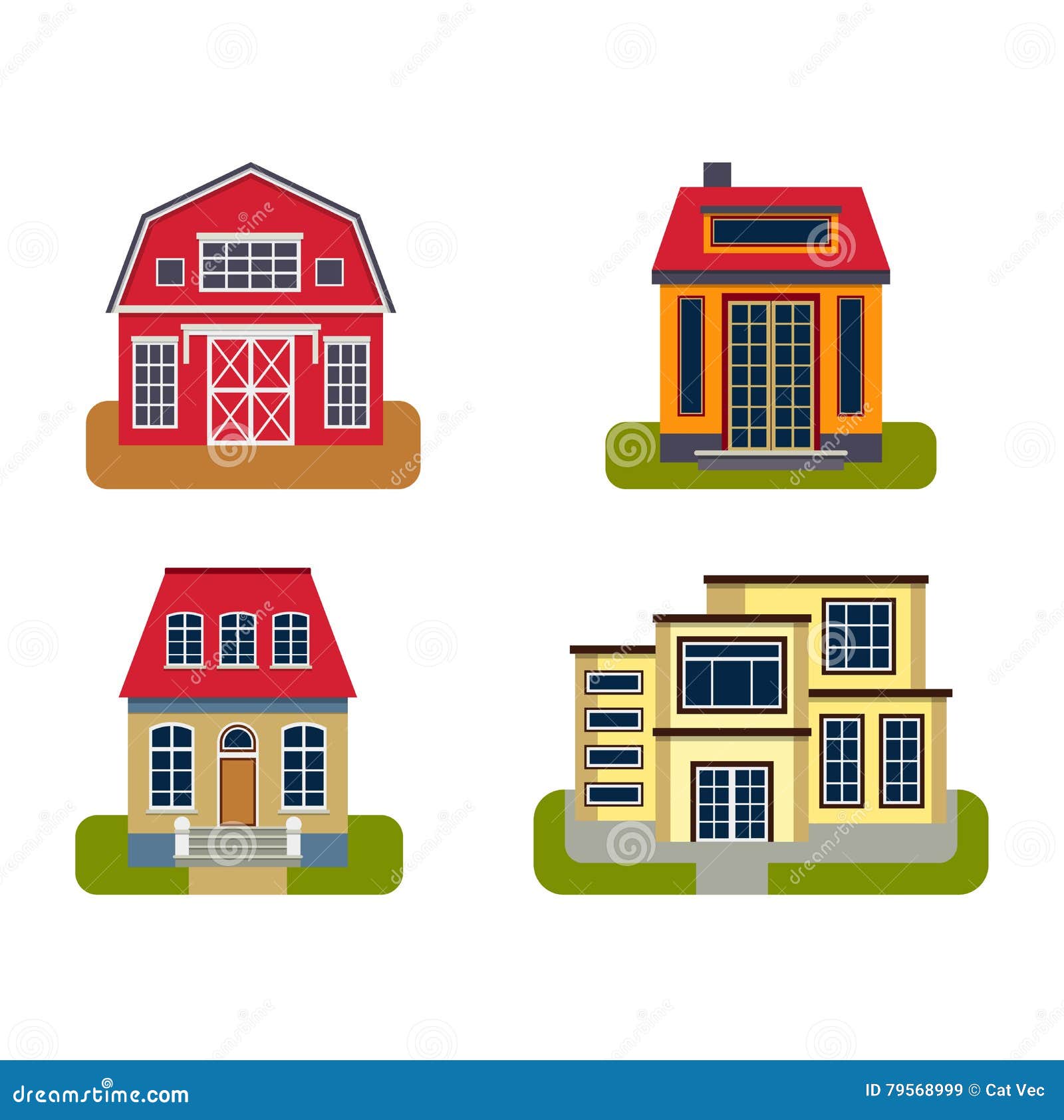 Houses Front View Vector Illustration Stock Vector - Illustration of ...